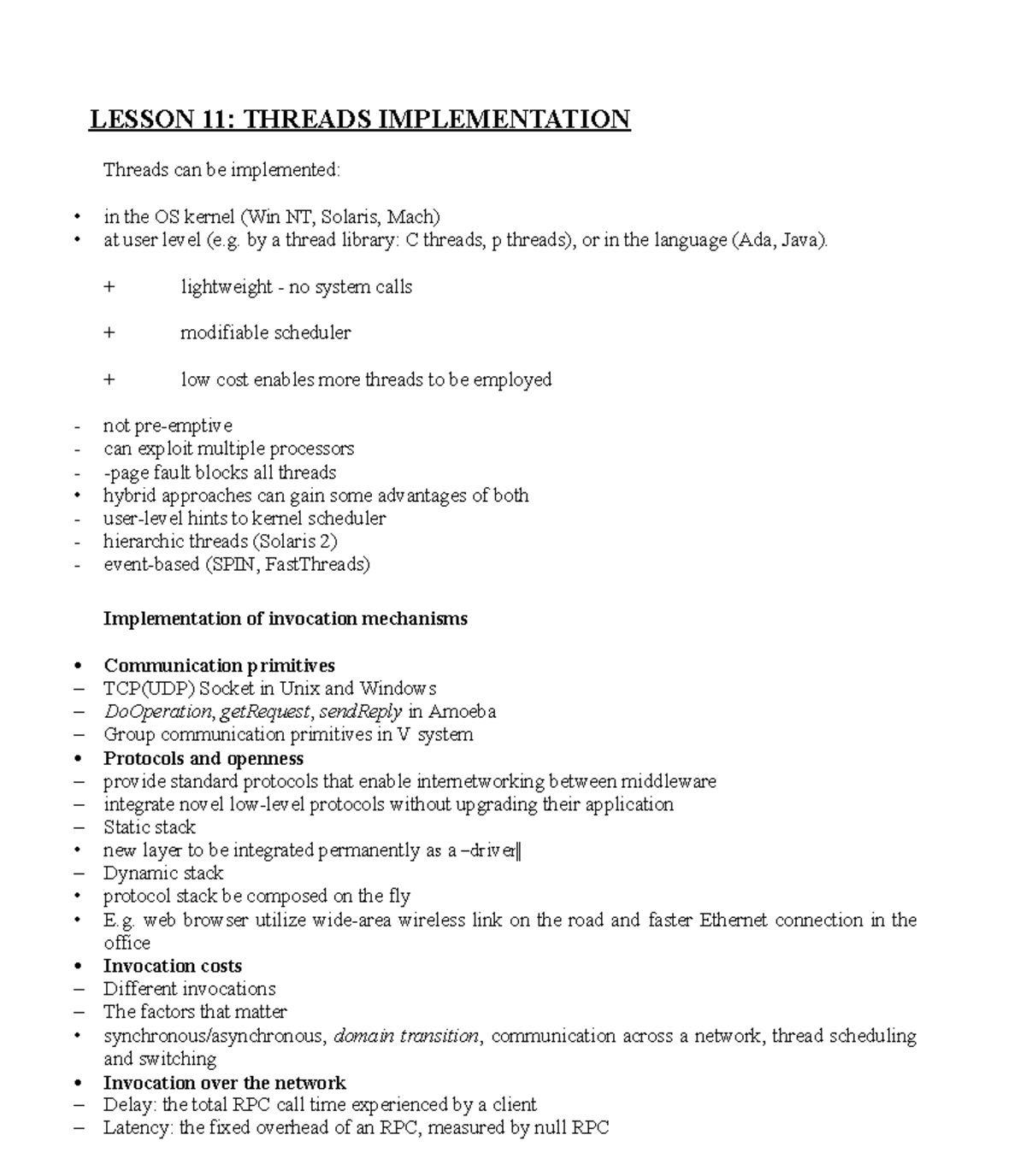 Lesson 9 database admin - LESSON 11: THREADS IMPLEMENTATION Threads can ...