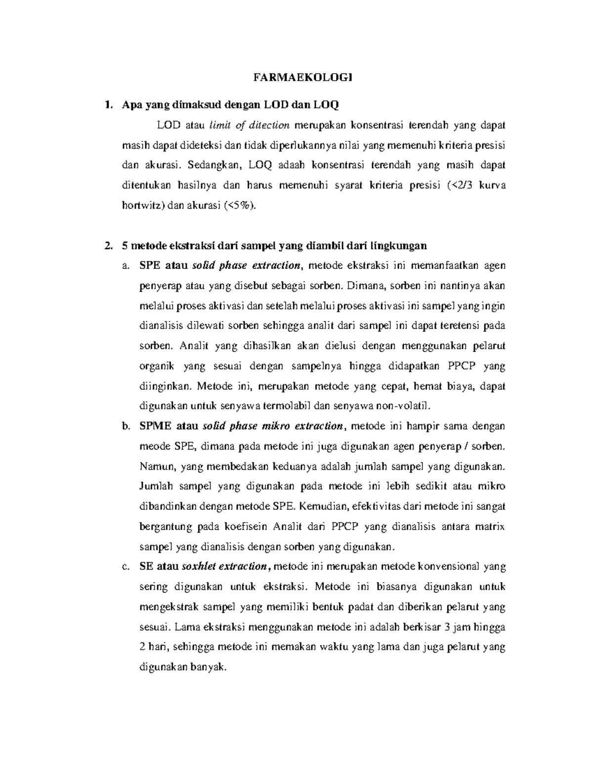 Farmaekologi Tugas Wajib - FARMAEKOLOGI Apa yang dimaksud dengan LOD ...