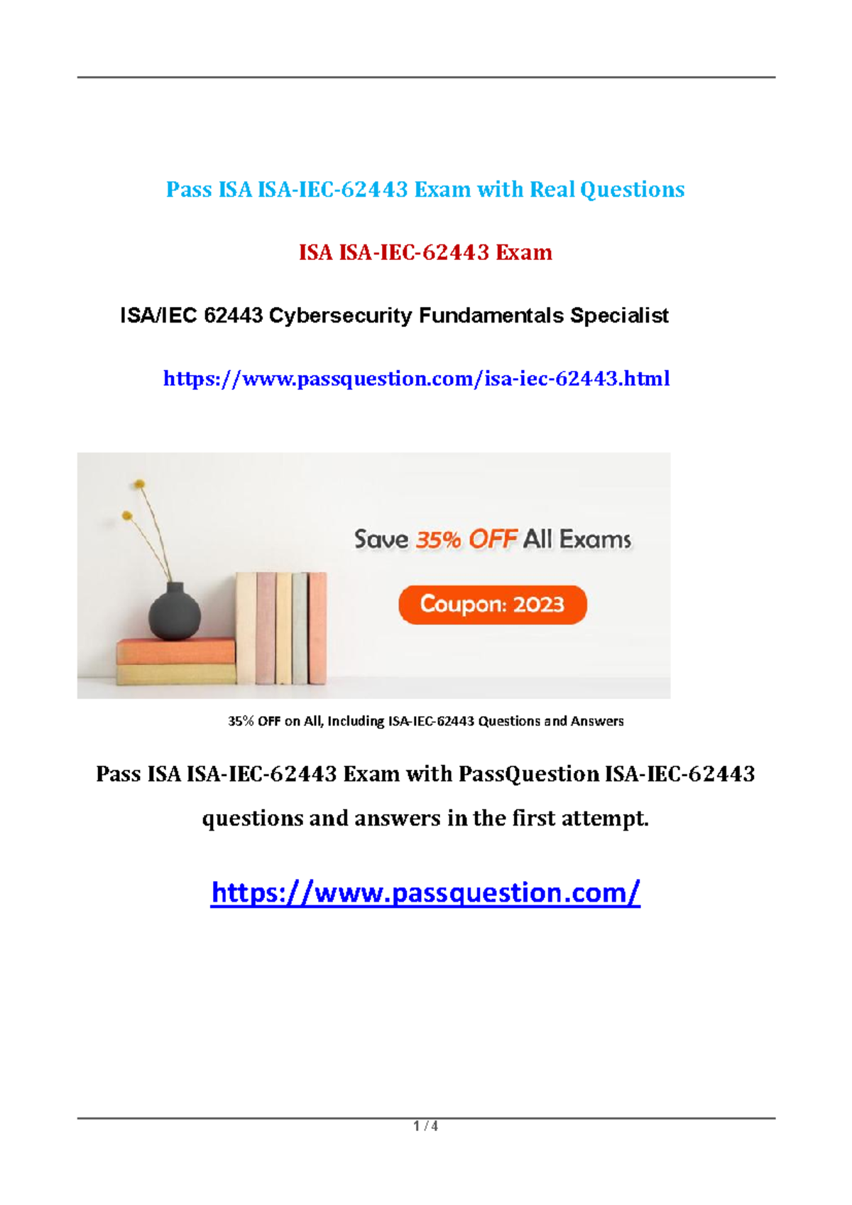 ISA-IEC-62443 Cybersecurity Fundamentals Specialist Exam Questions ...