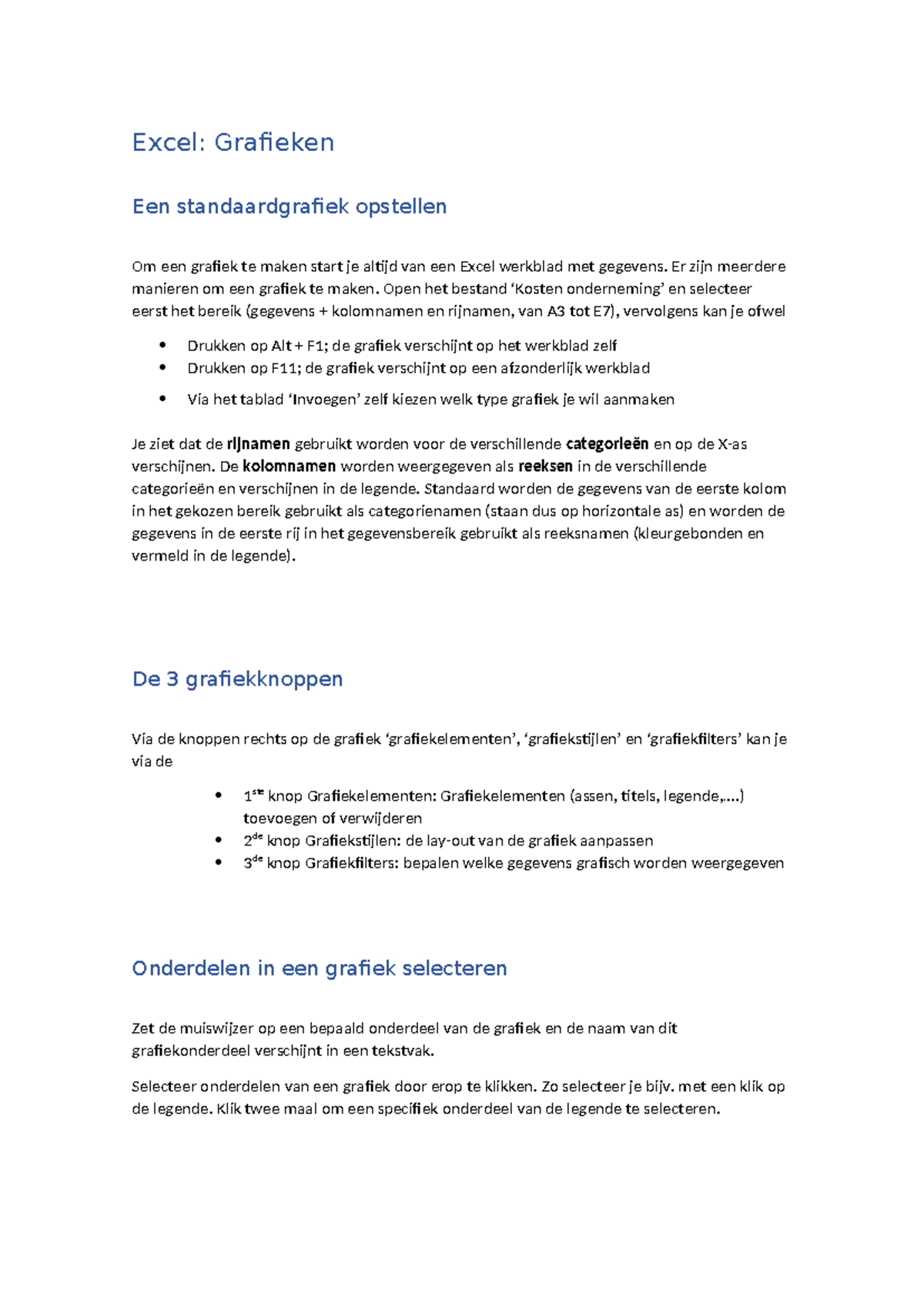 Excel 4 grafieken - yeet - Excel: Grafieken Een standaardgrafiek ...