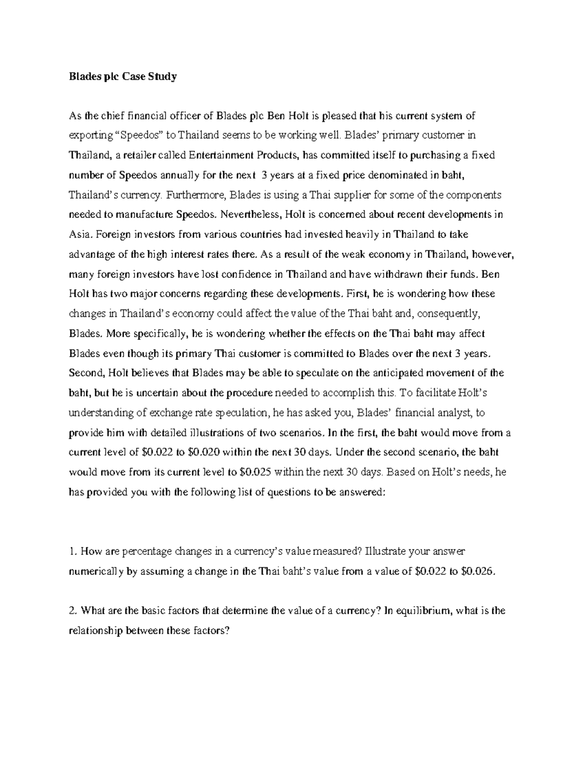 Pdfcoffee - This is fir referenxe - Blades plc Case Study As the chief ...