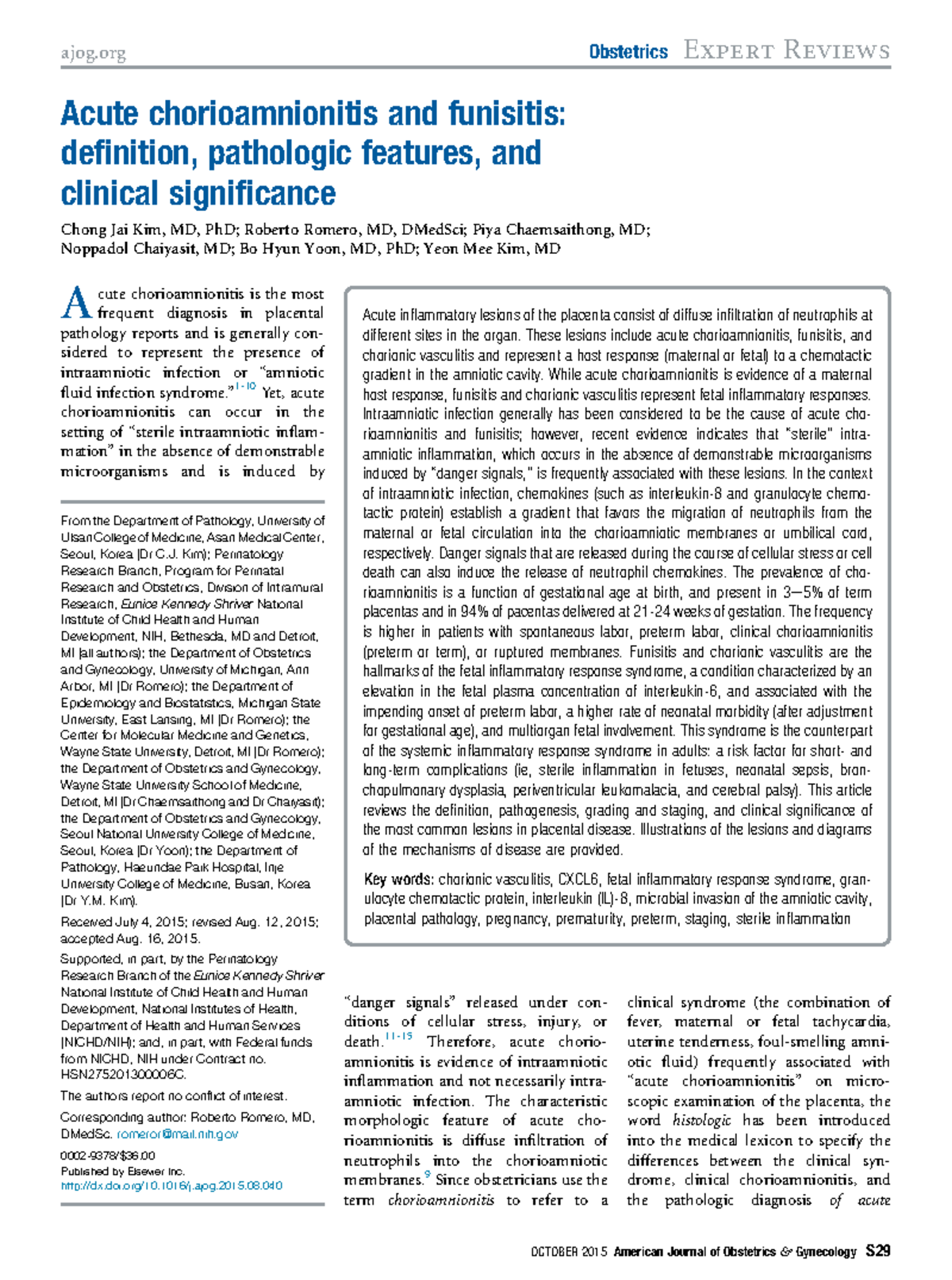 Corioamnionitis - informe - Acute chorioamnionitis and funisitis ...