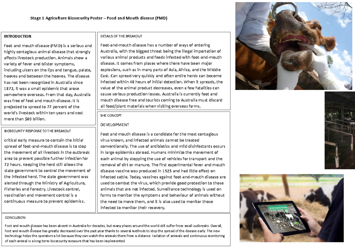 Biosecurity poster - Animals show a variety of fever and blister ...