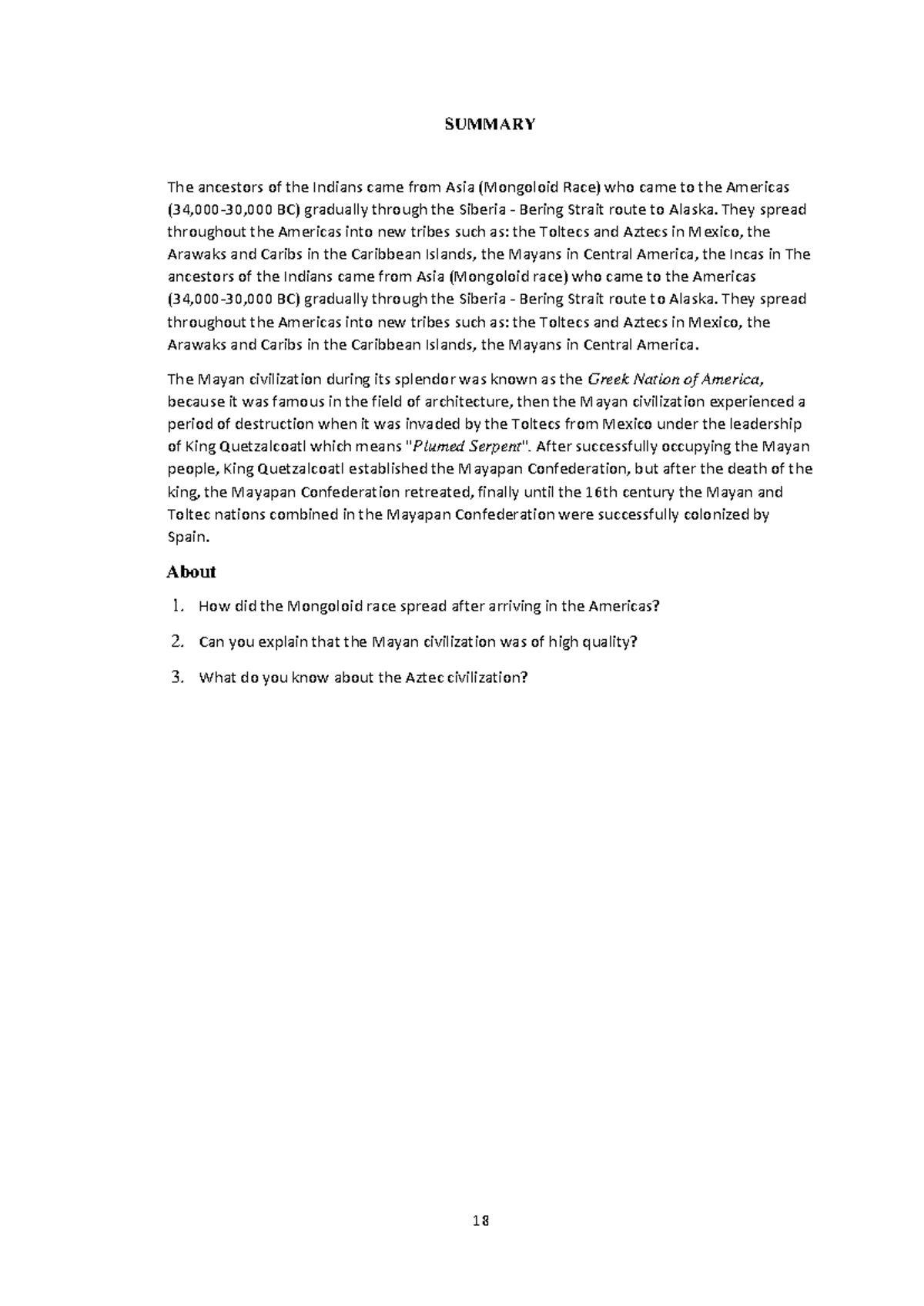 United State Of America I 10 18 Summary The Ancestors Of The Indians