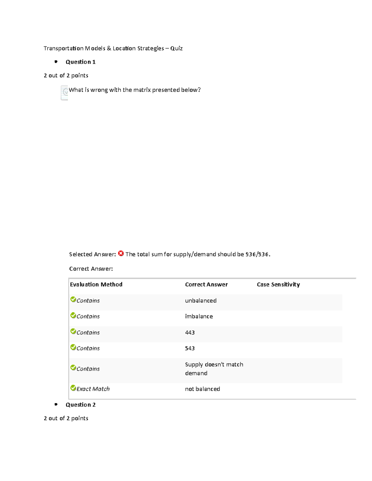 Transportation Models Quiz - Transportation Models & Location ...