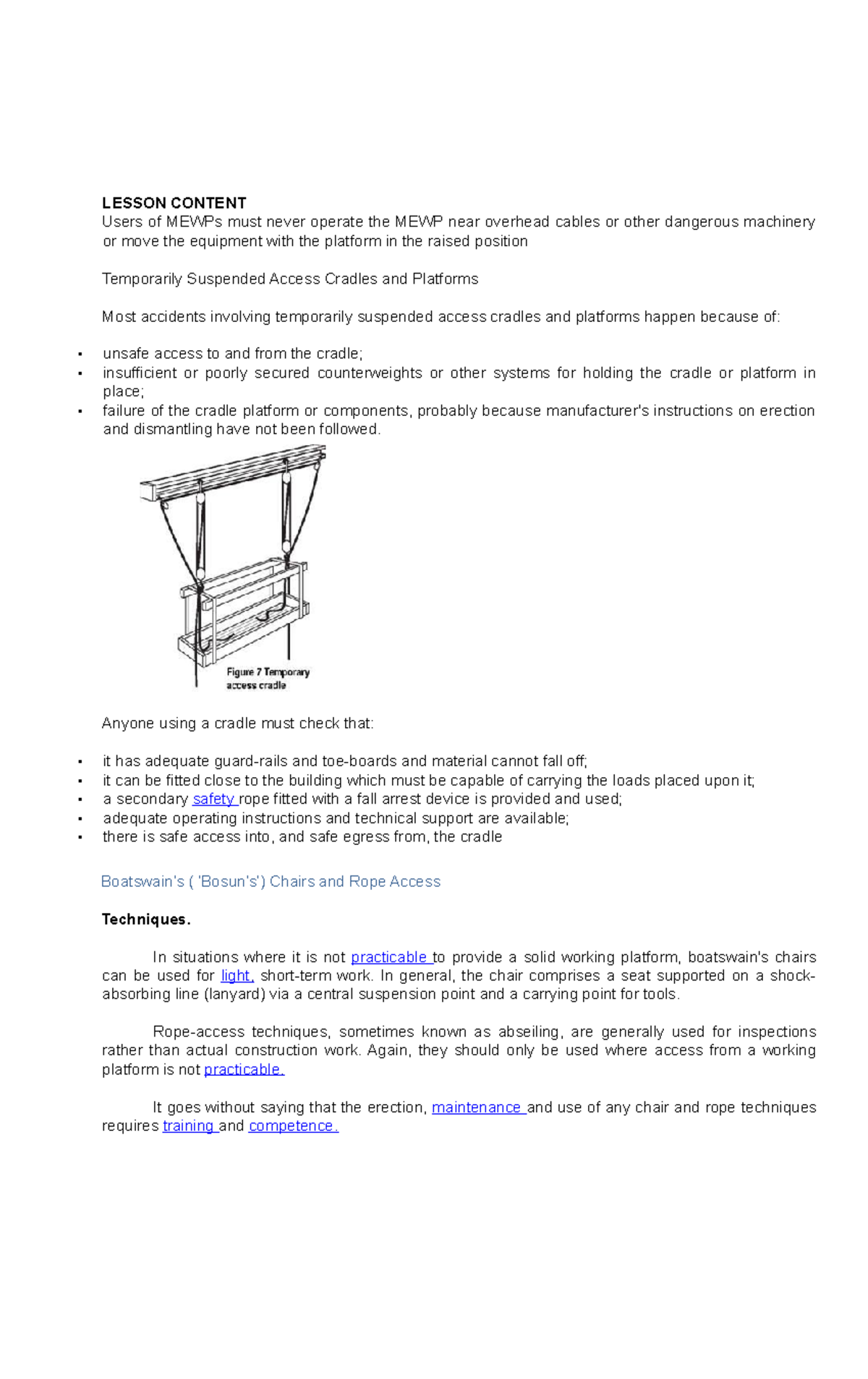 Construction Safety Health 31 - LESSON CONTENT Users of MEWPs must ...