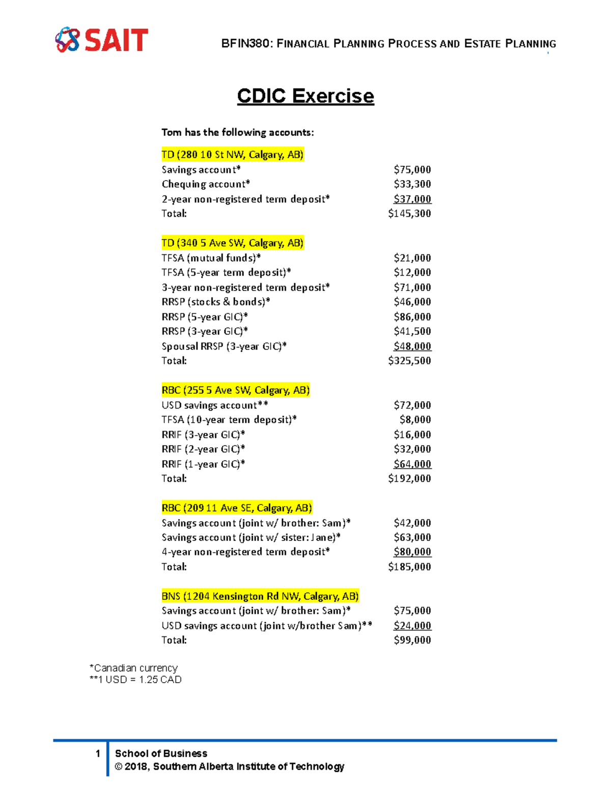 CDIC Worksheet (Winter 2022) - BFIN380: FINANCIAL PLANNING PROCESS AND ...
