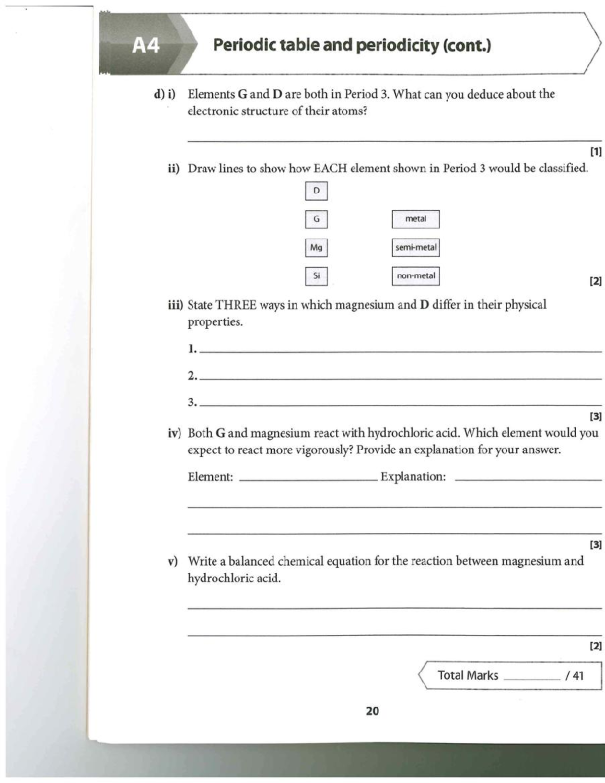 Csec Collins chem - Periodic table and periodicity {cont.} d) i ...