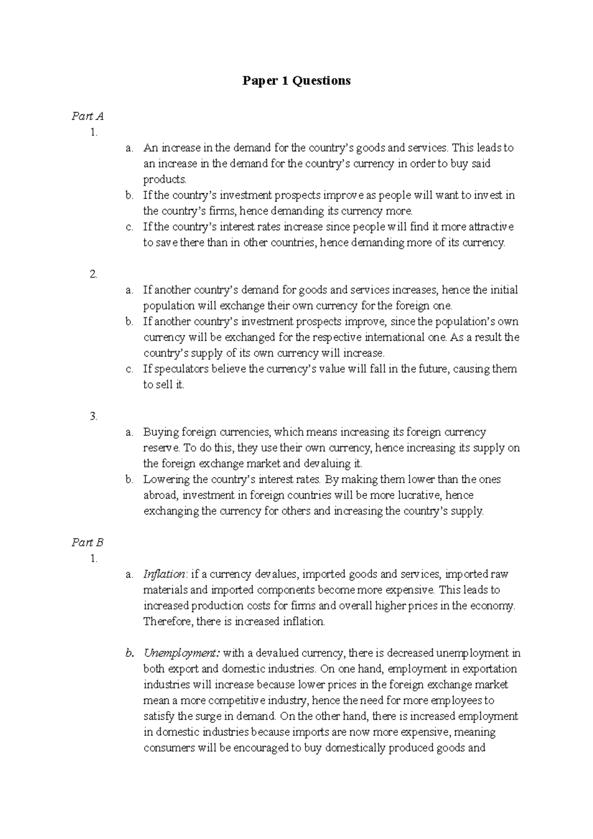 T1 11 Paper 1 Questions (Economics) - Paper 1 Questions Part A 1. a. An ...