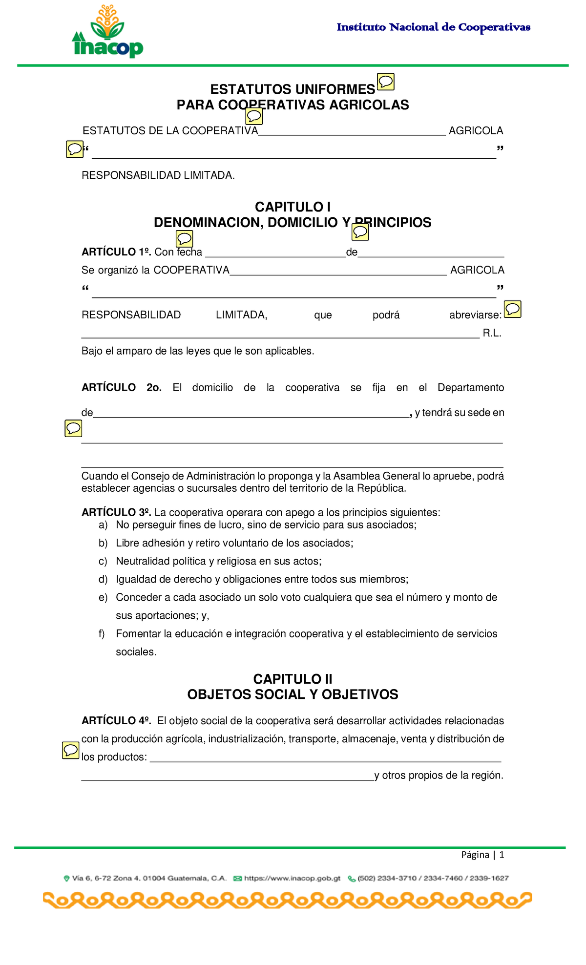 16 - estatutos para creación de cooperativas agrícola, son editables ...