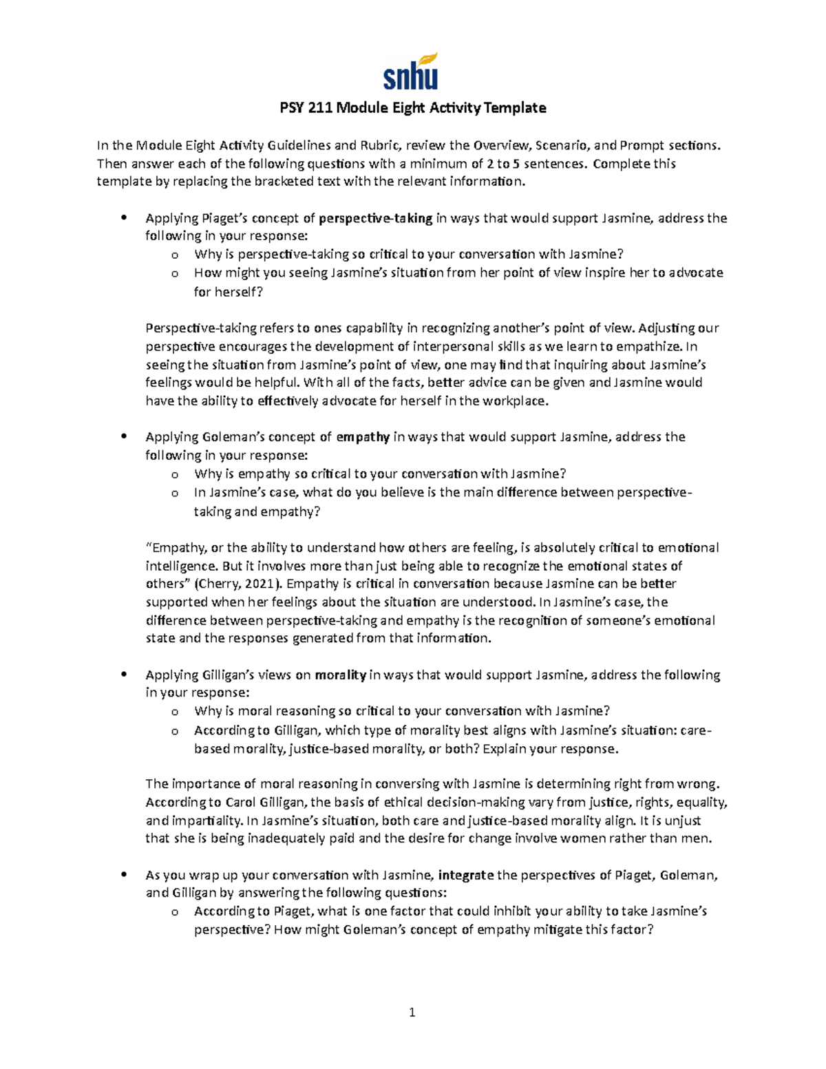 8-2 Activity - Psychology module 8 assignment - PSY 211 Module Eight ...