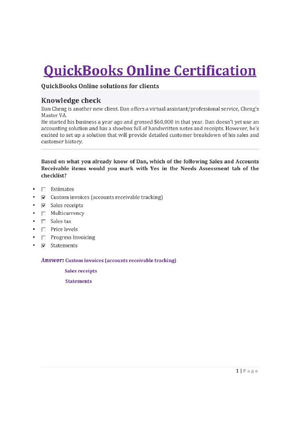 QB Proadvisor Exam Question 2 - QuickBooks Online Certification ...