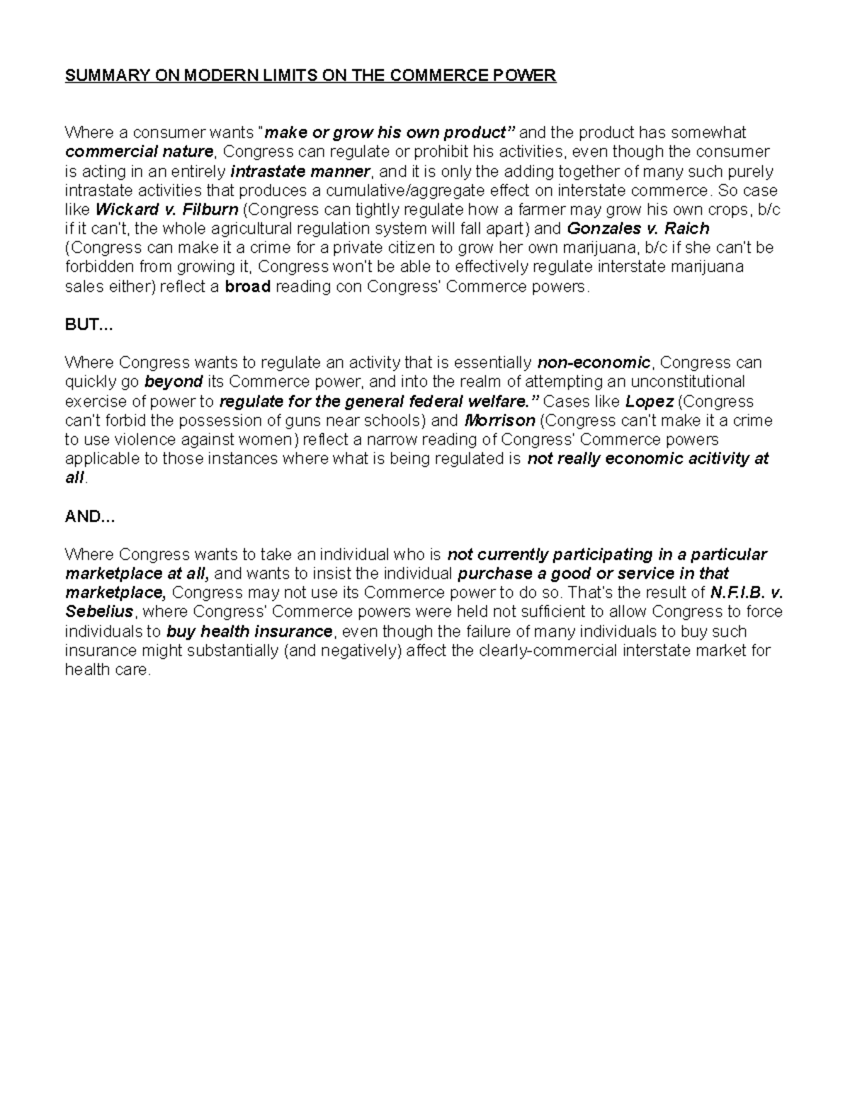 Summary ON Modern Limits ON THE Commerce Power - PLSC 321 - SU - Studocu