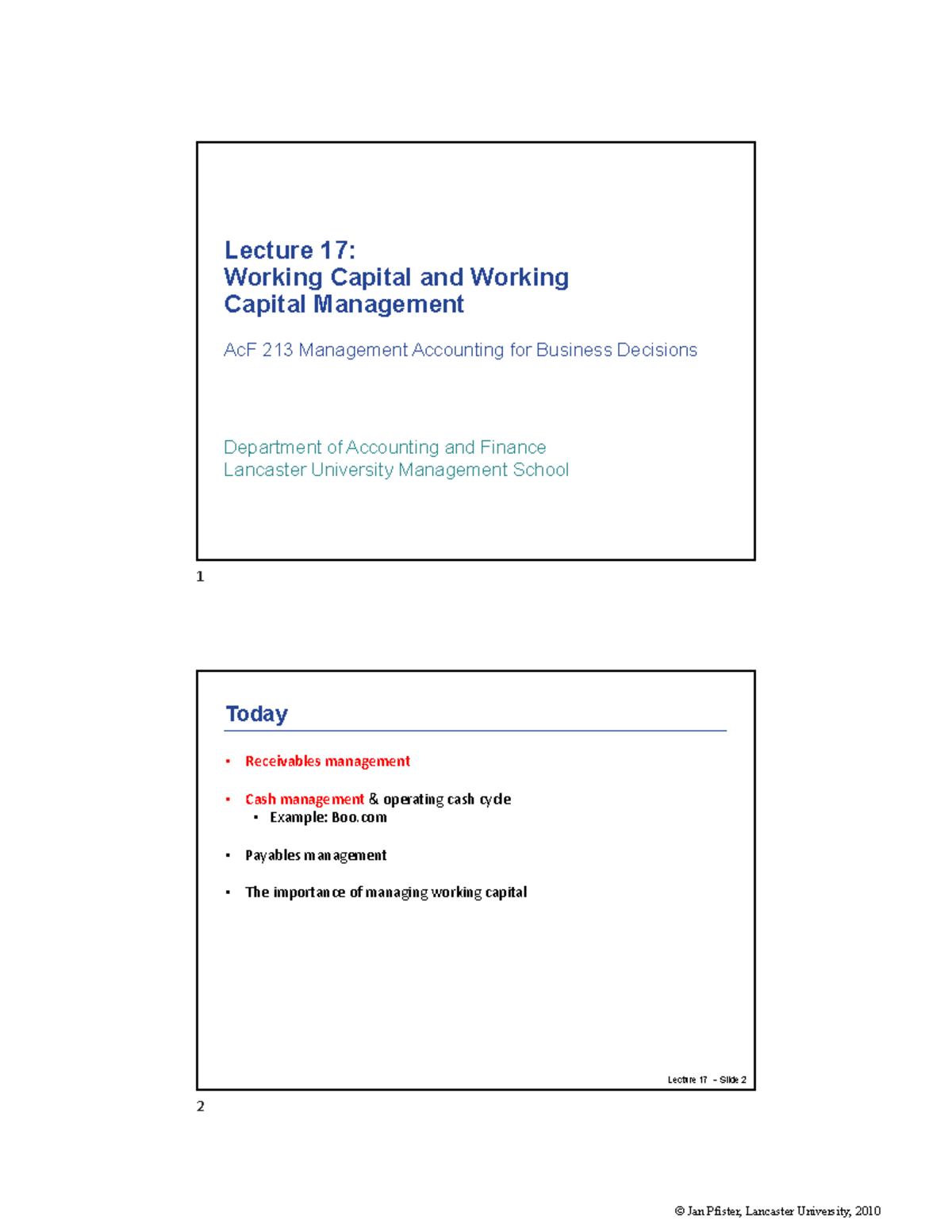Lecture 17 - Working Capital and Working Capital Management - AC.F213M ...