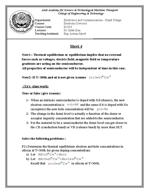 5 Sheet 2 (Solutions) - Electronics devices1 - Studocu