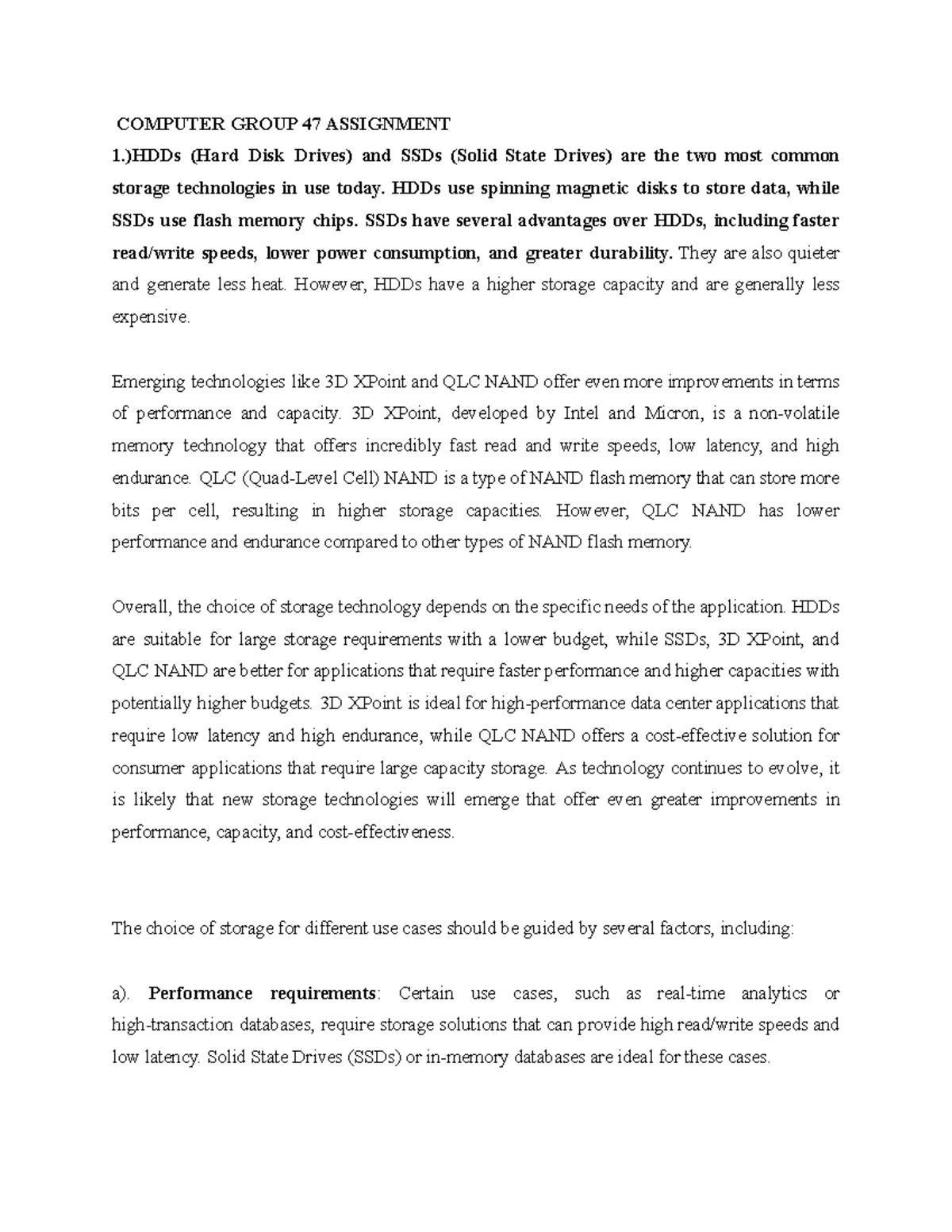 Computer Group 47 Assignment - COMPUTER GROUP 47 ASSIGNMENT 1.)HDDs ...