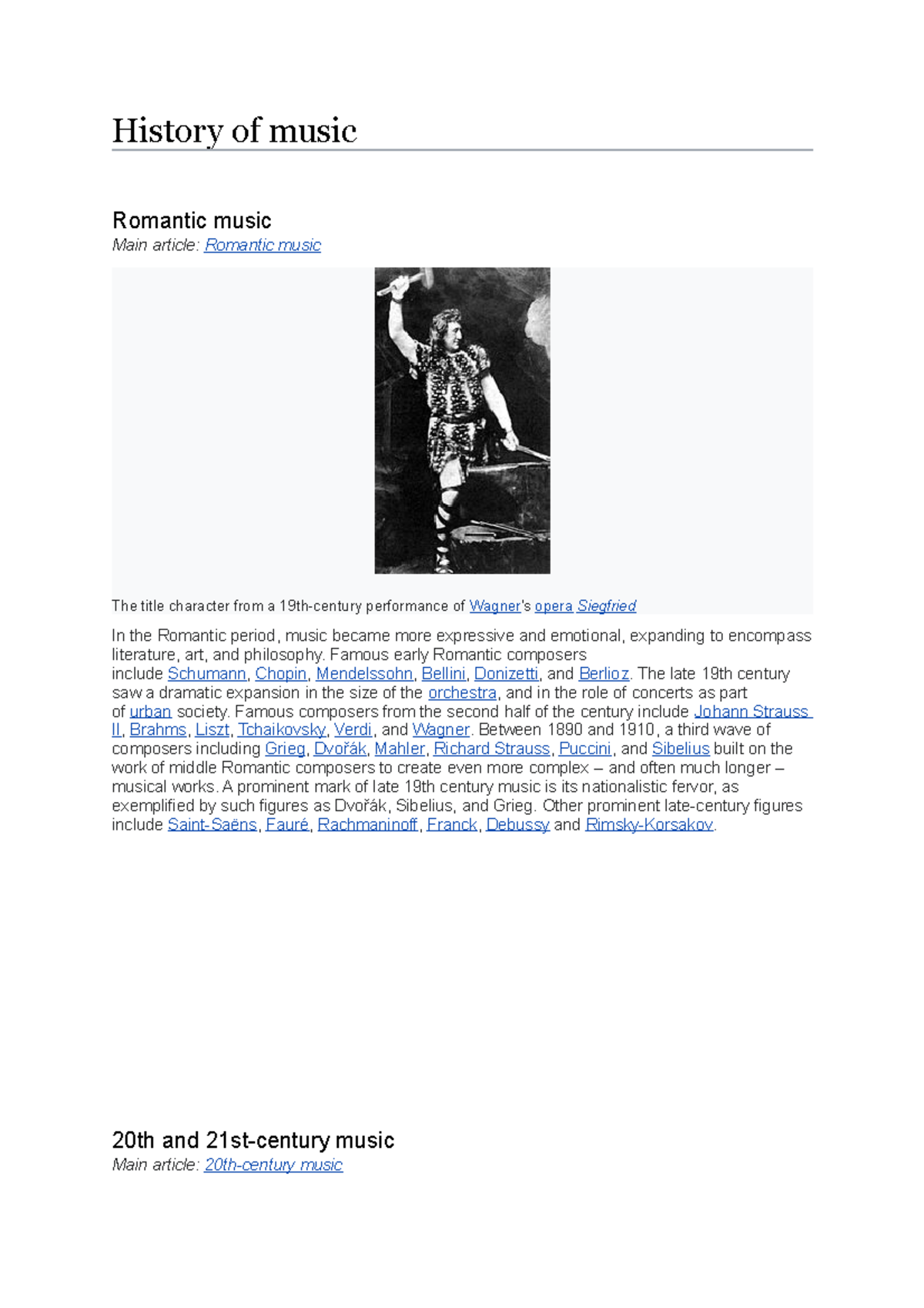 History of Human Music 8 - History of music Romantic music Main article ...