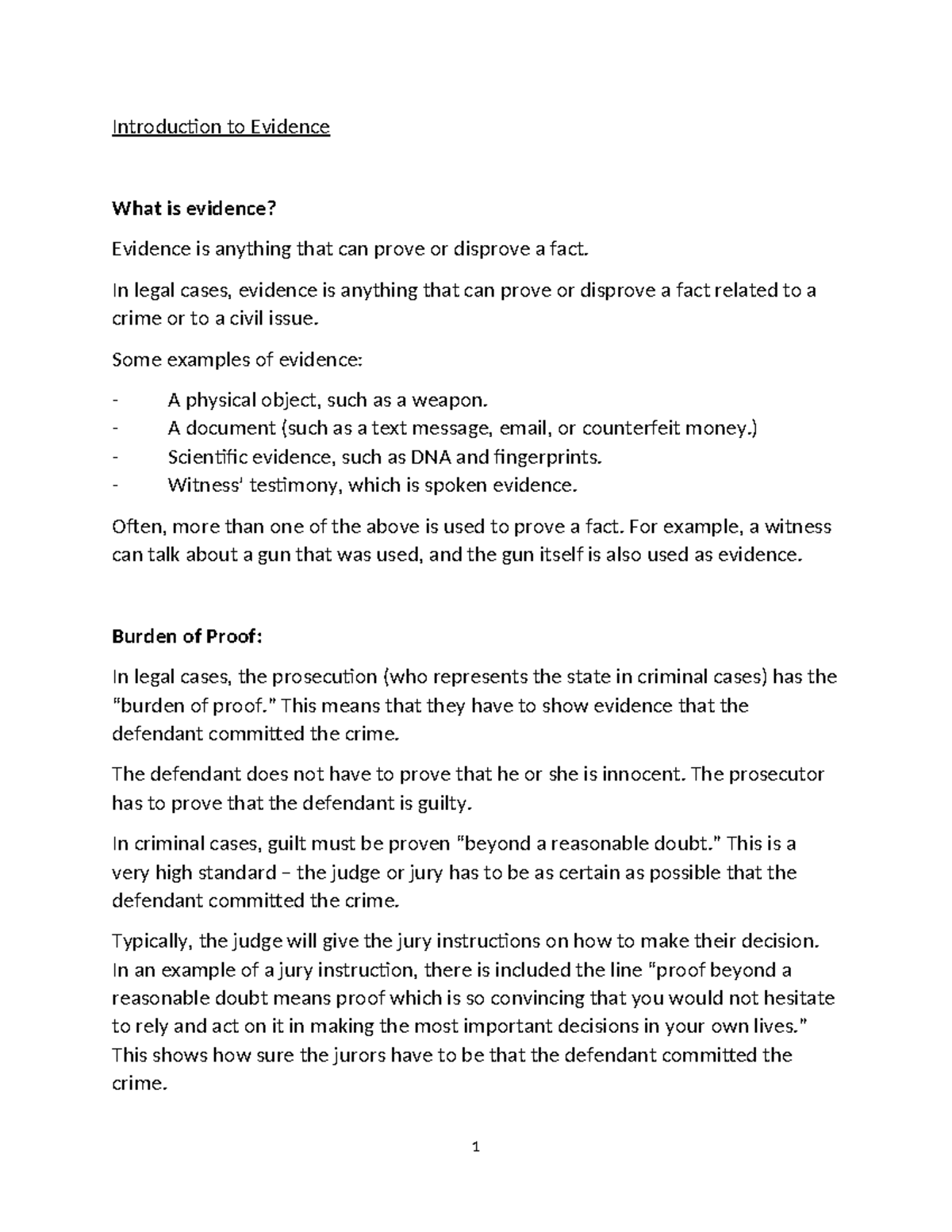 Law 202 Intro to evidence - Introduction to Evidence What is evidence ...