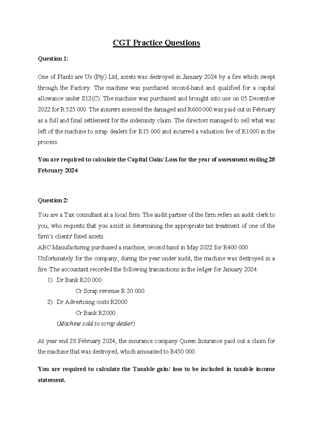 CGT Basic Practice Questions & MEMO 2024 - CGT Practice Questions ...