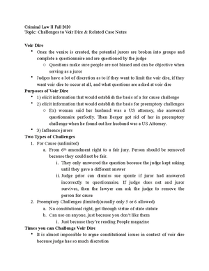 Criminal Law II Fall 2020 Touro Double Jeopardy Overview Notes ...