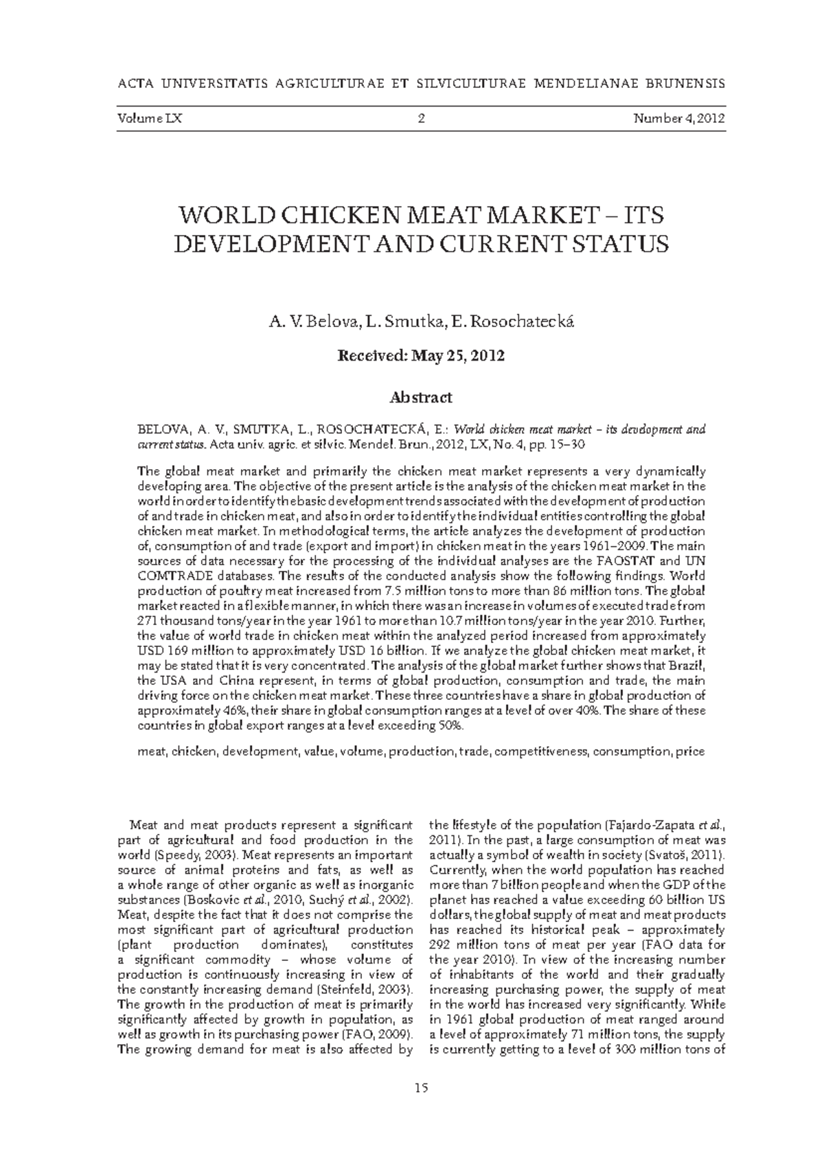 World chicken meat market - Its development and cu - 15 ACTA ...
