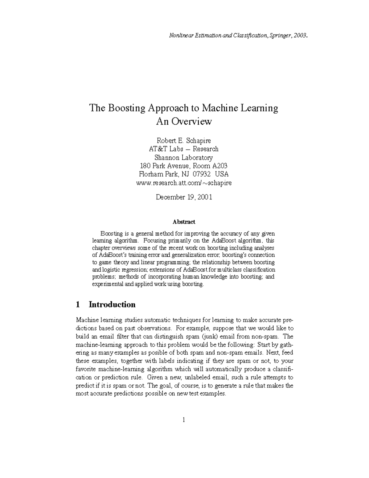 The boosting approach to machine learning an overview - Nonlinear ...