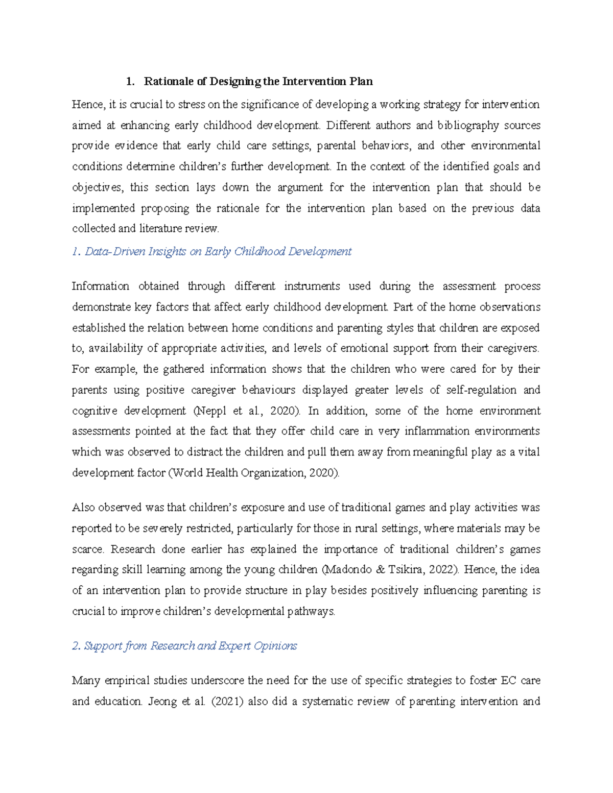 Rationale of Designing the Intervention Plan - Different authors and ...