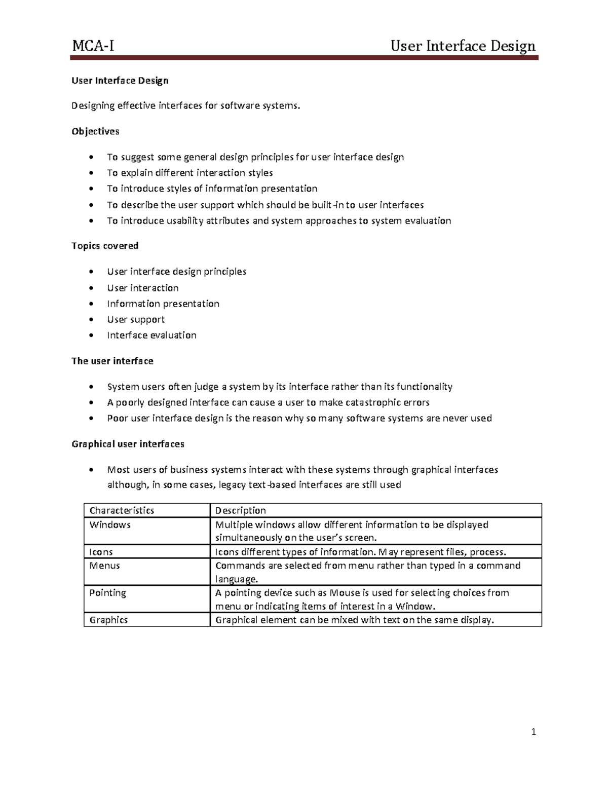 User Interface Design - OOSE - User Interface Design Designing effective interfaces for software ...