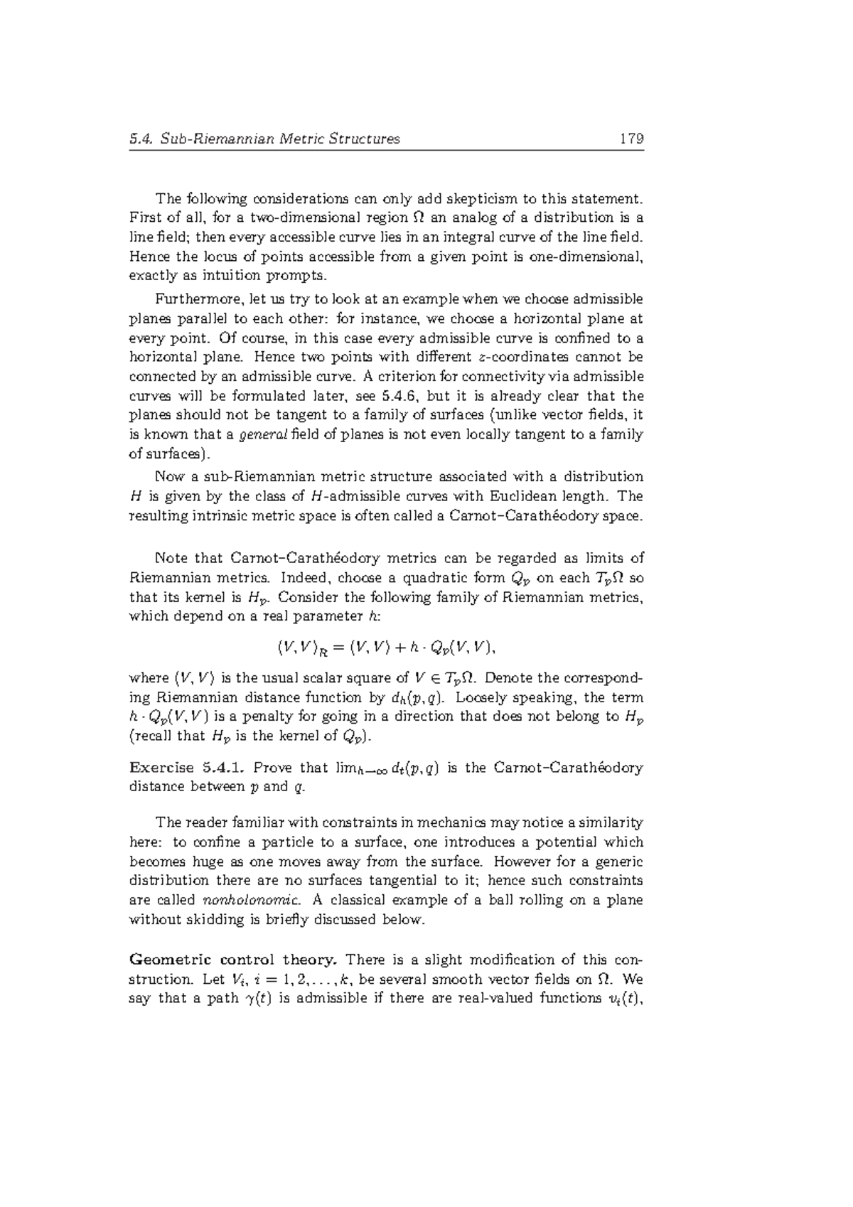 Geometry Spaces of Bounded Curvature-14 - Sub-Riemannian Metric Structures 179 The following ...