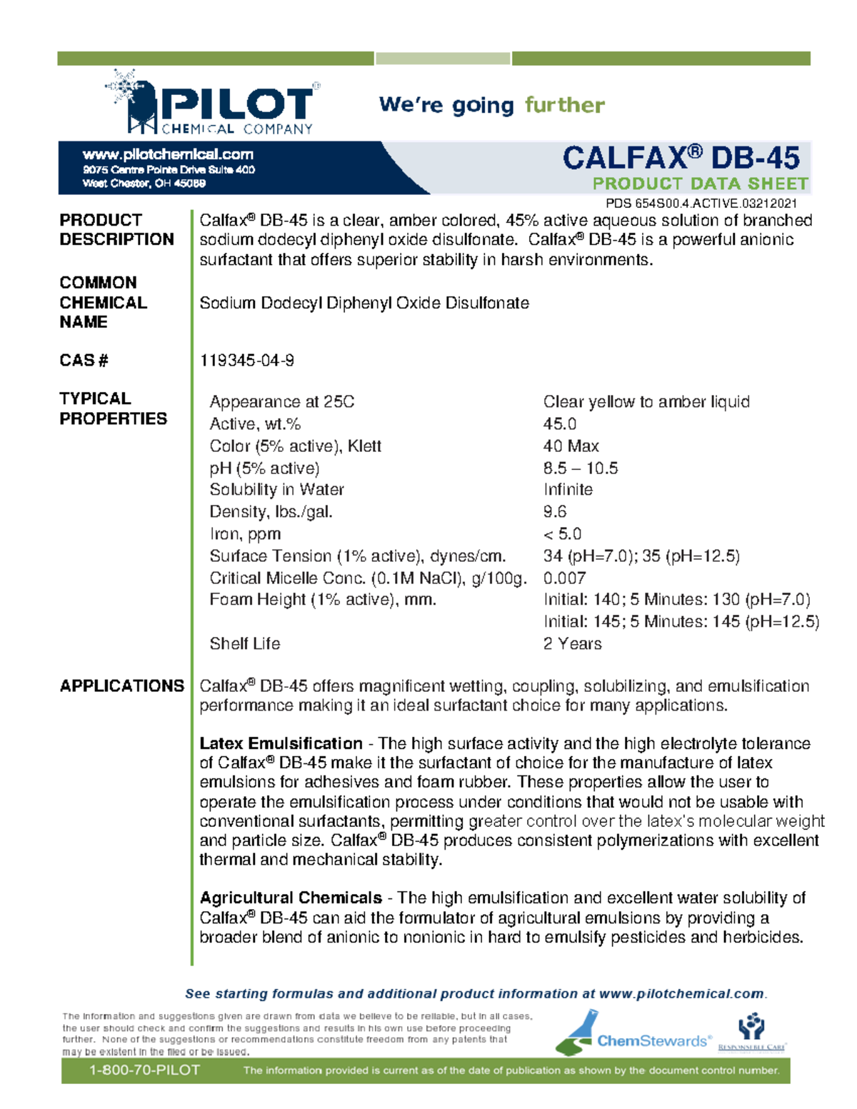 Ficha tecnica Calfax DB-45 - PDS 654S00.4. CALFAX ® DB- PRODUCT ...