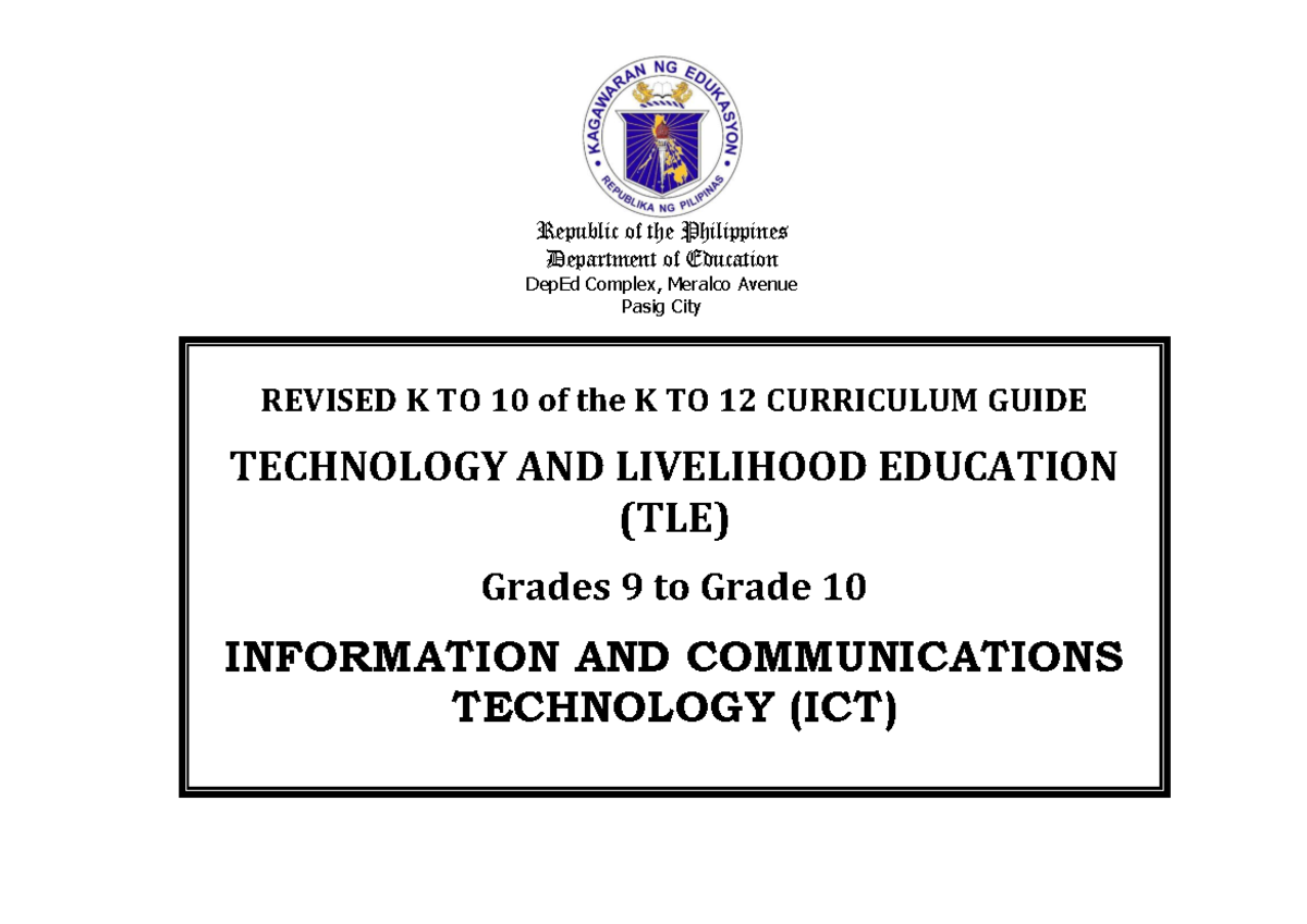 TLE ICT 9 10 - Visual Arts - Republic of the Philippines Department of Education DepEd Complex ...