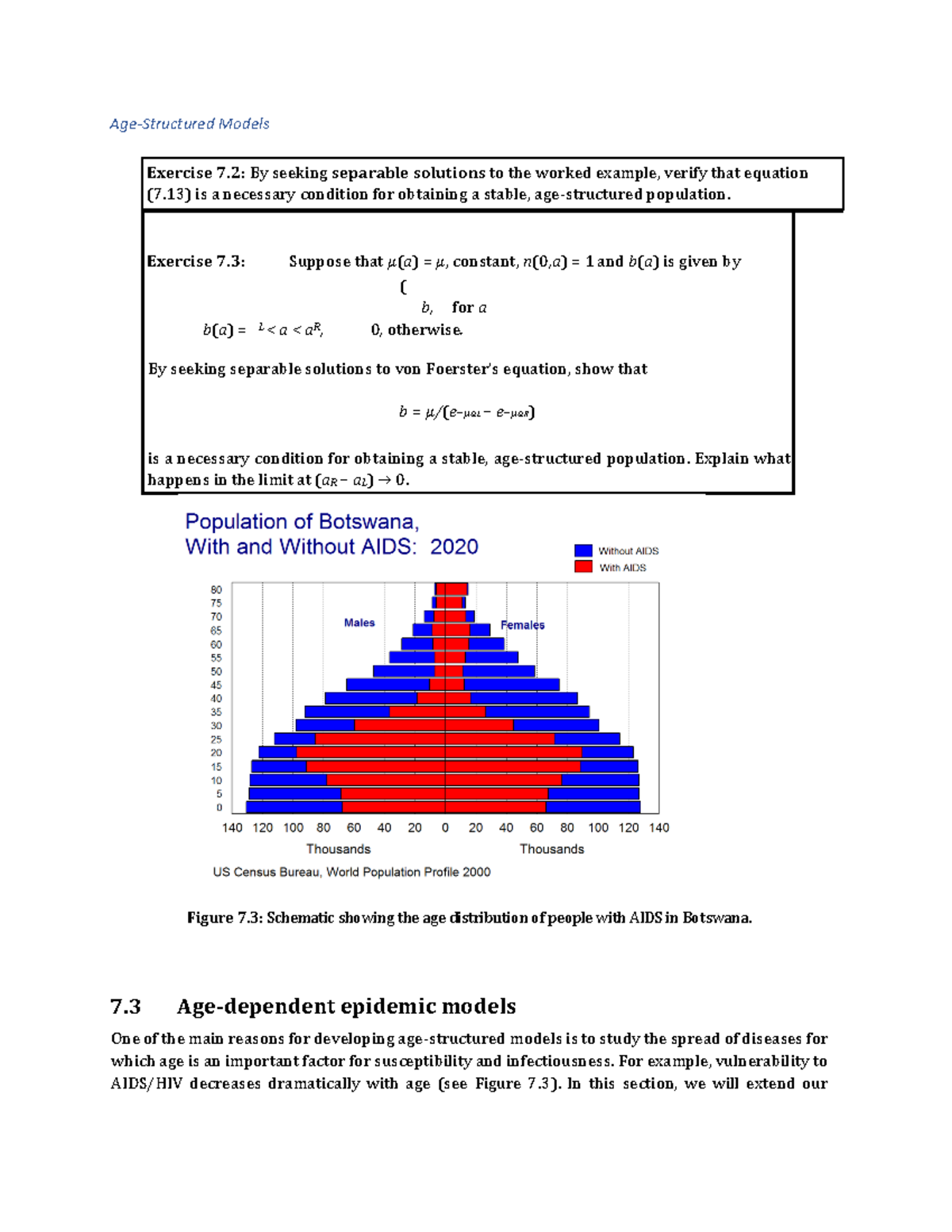 Age Structured Models Age Structured Models Exercise 7 By Seeking Separable Solutions To The