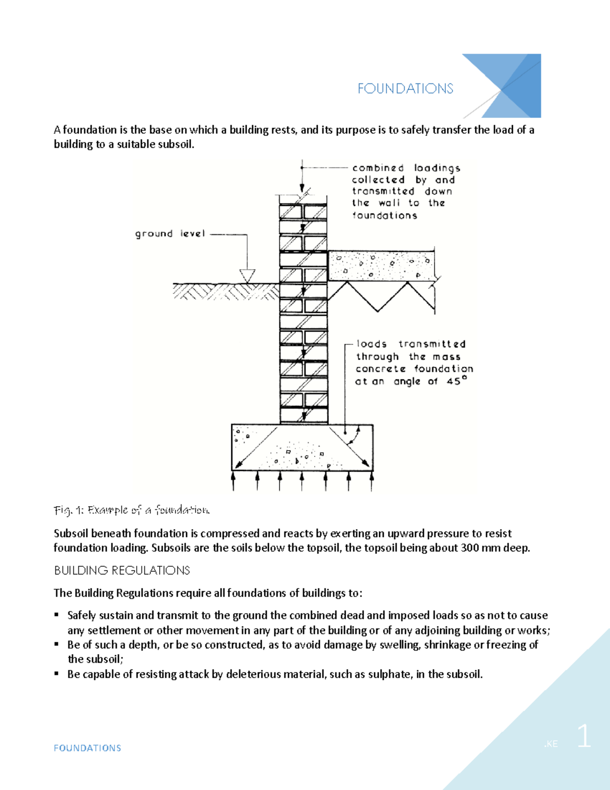 Foundations Final - i like learning - Page 1 .KE 1 A foundation is the ...