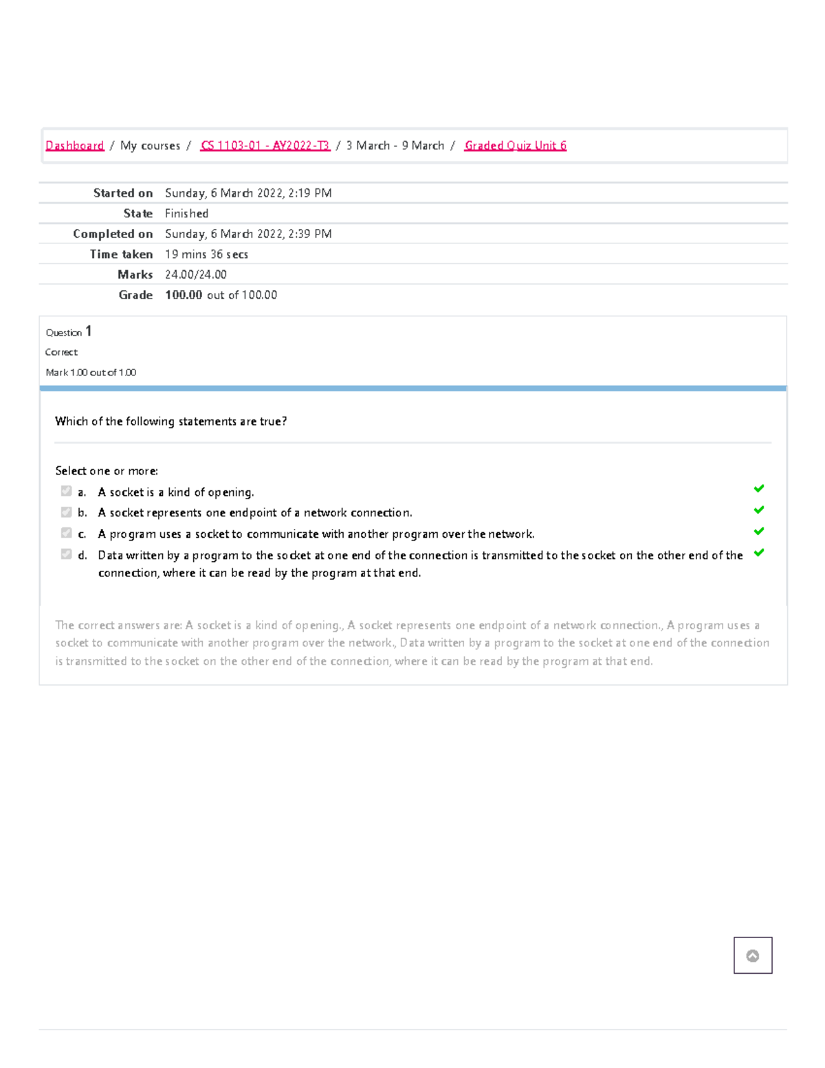 Graded Quiz Unit 6 programming 2 - Started on Sunday, 6 March 2022, 2: ...