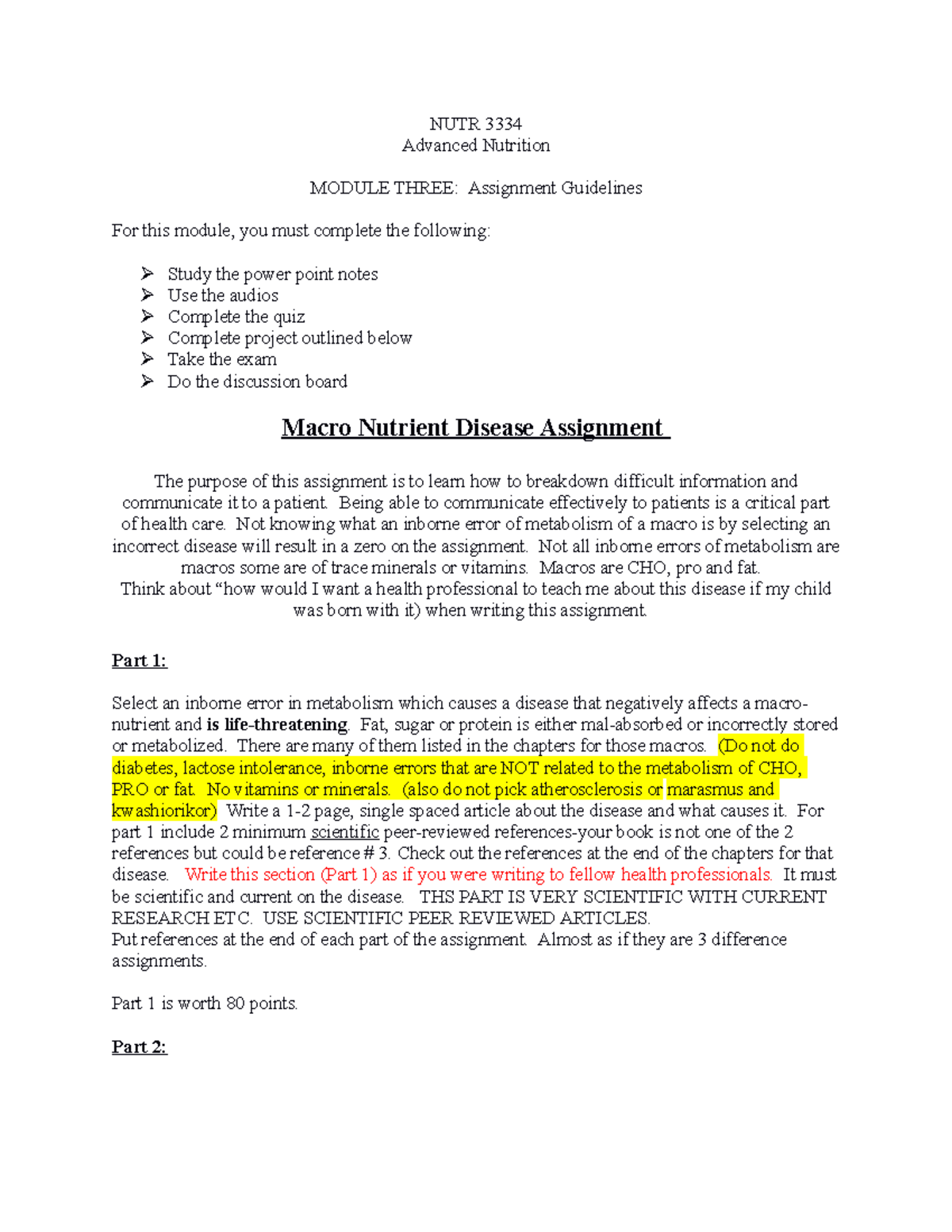 Module 3 guidelines updated spring 2020 - NUTR 3334 Advanced Nutrition ...