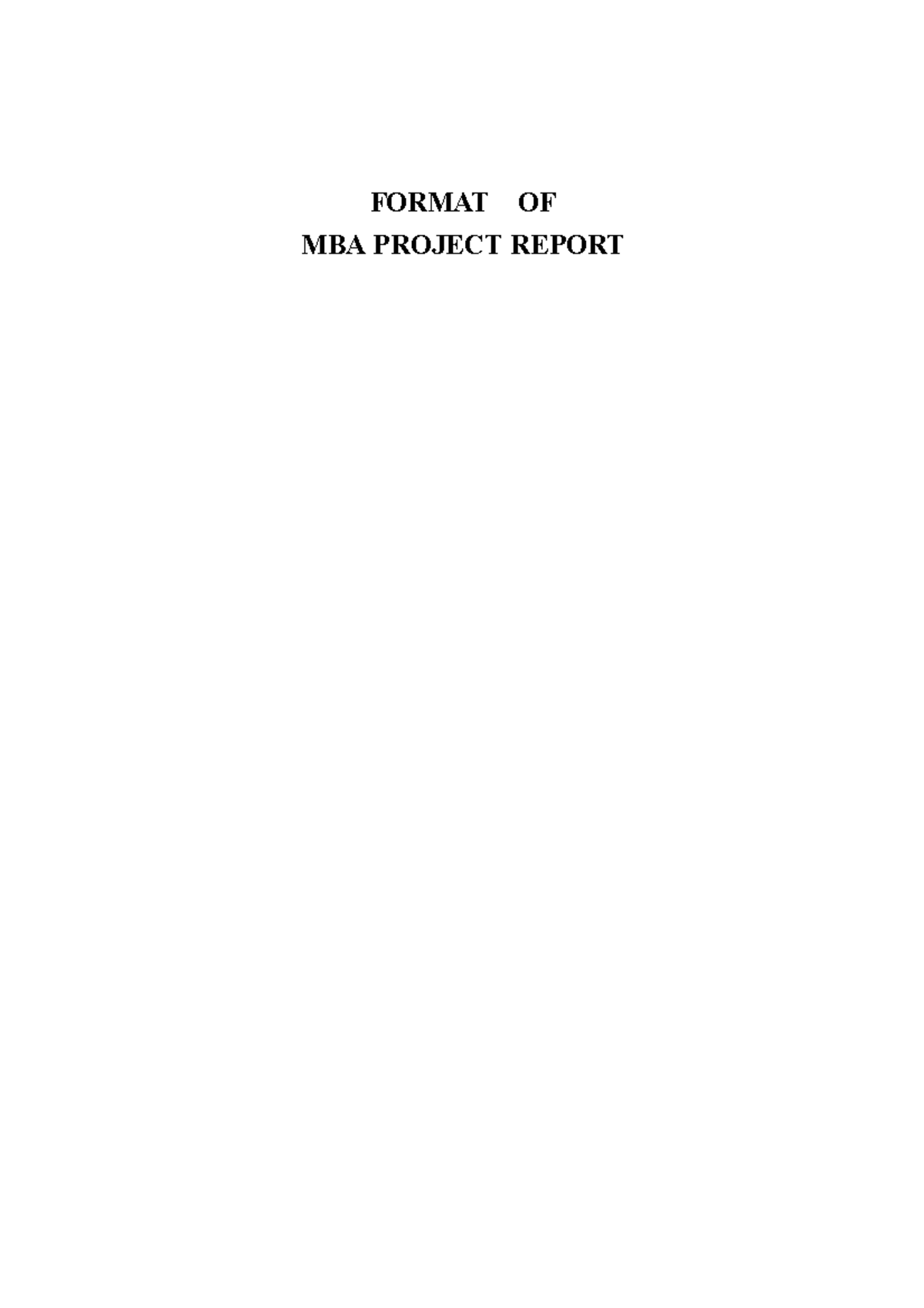 Project Format MBA - The file of Notes Book - FORMAT OF MBA PROJECT ...
