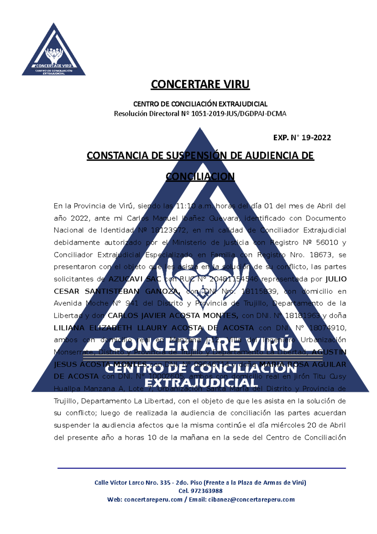 Concertare VIRU- Constancia - CONCERTARE VIRU CENTRO DE CONCILIACIÓN ...