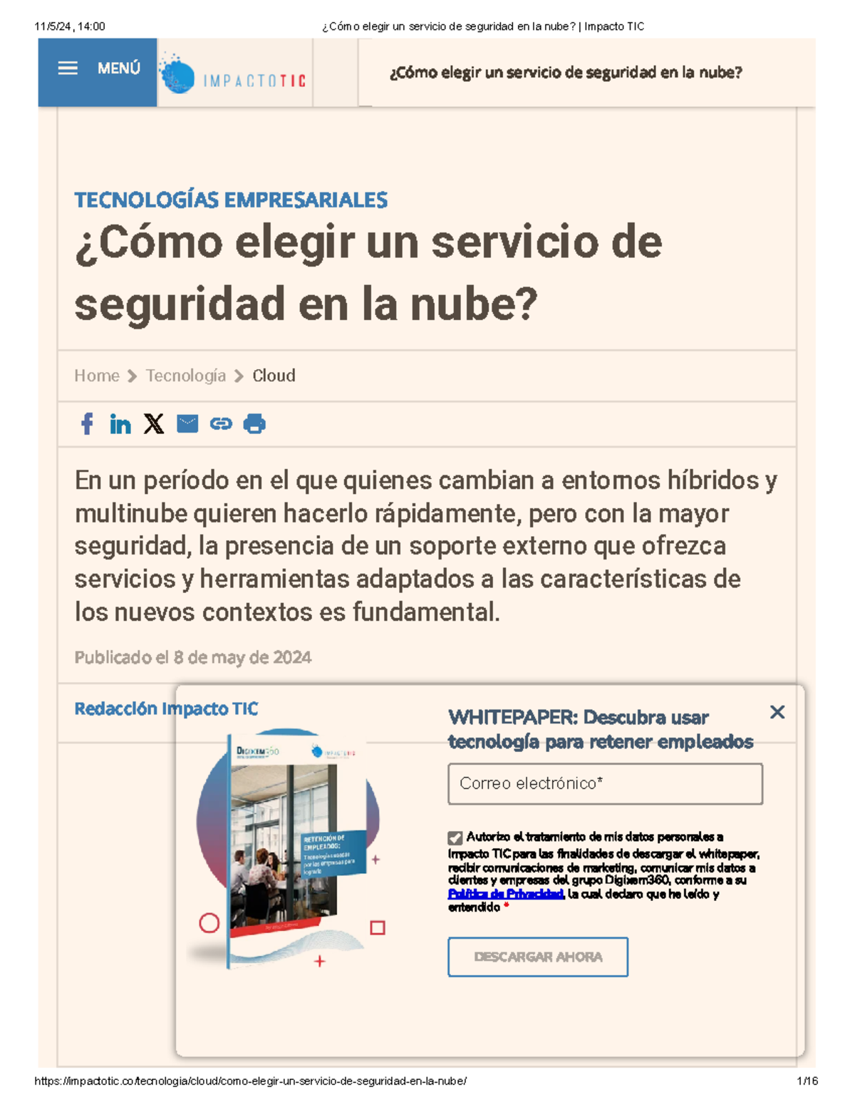 elegir un servicio de seguridad en la nube - TECNOLOGÍAS EMPRESARIALES ...