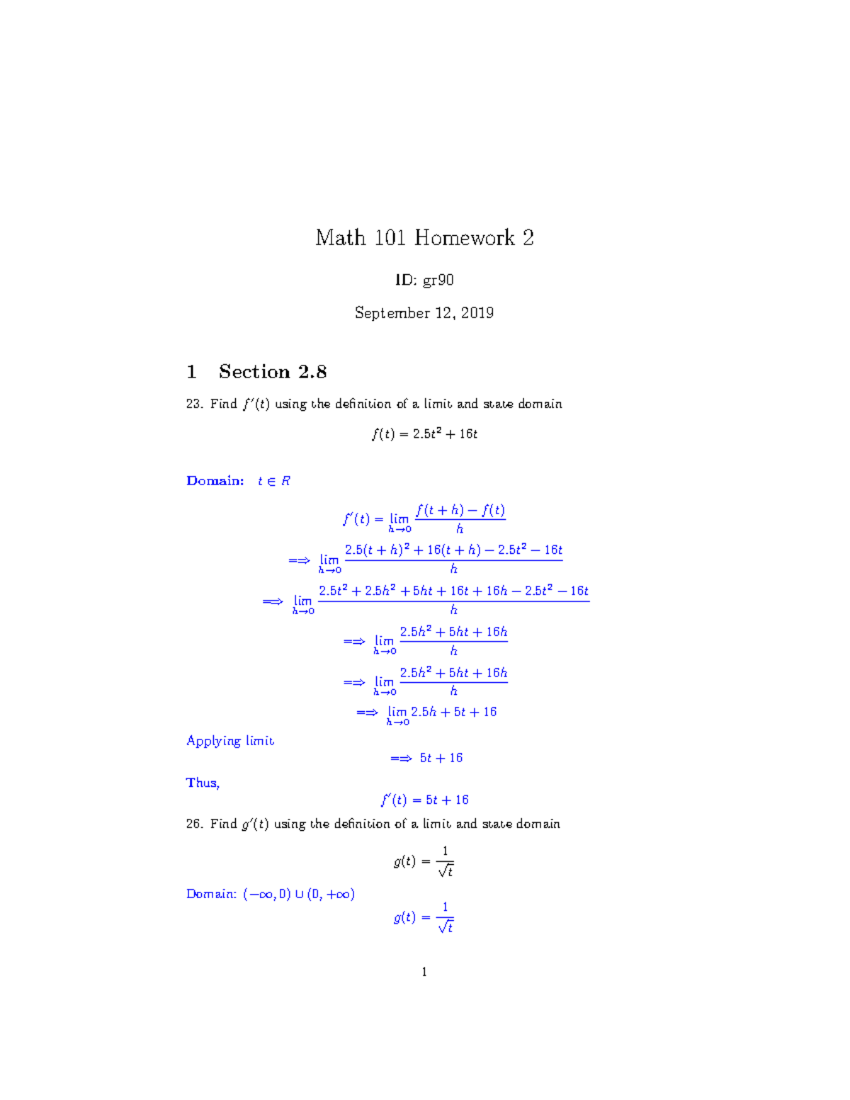 M101hw2 - Homework problems and guided solutions - Math 101 Homework 2 ...