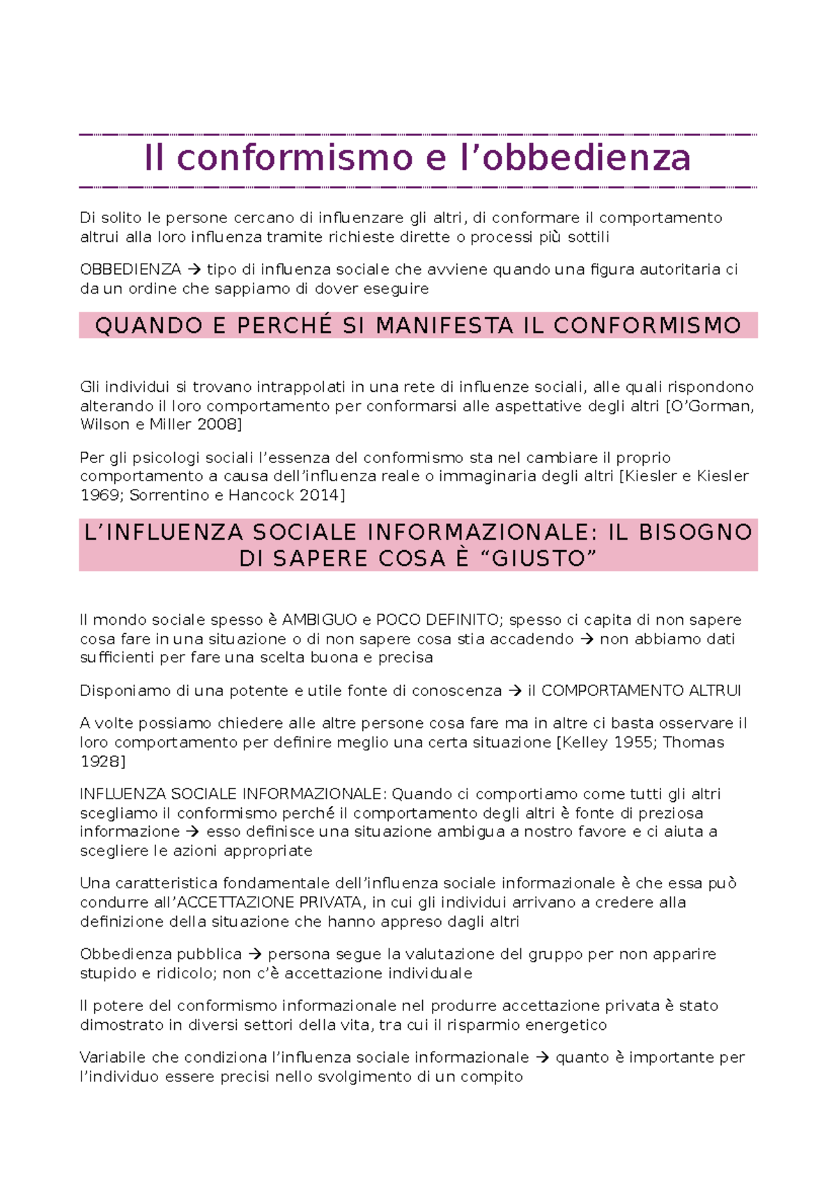 Il conformismo e l'obbedienza - Il conformismo e l’obbedienza Di solito ...