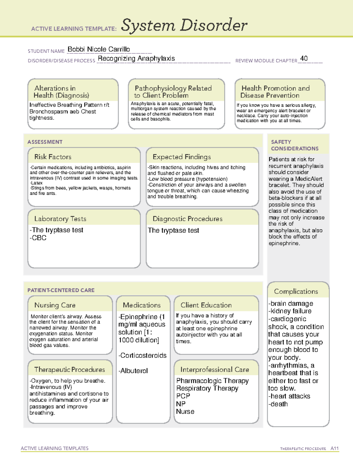 FR 19 Observing for an Anaphylactic Reaction - ACTIVE LEARNING ...
