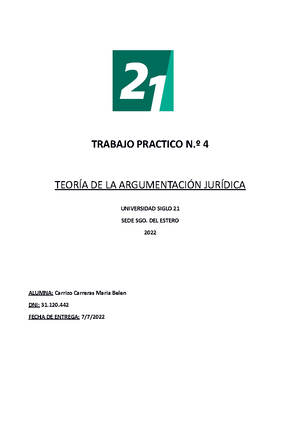 Trabajo Practico Nº 4 Teoria de la Argumentacion Juridica 2023 - Teoria ...