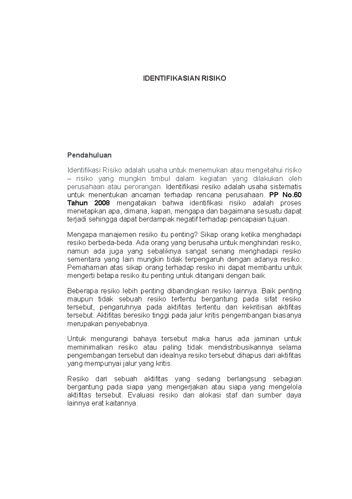Manajemen Risiko - Identifikasi Risiko - IDENTIFIKASIAN RISIKO ...