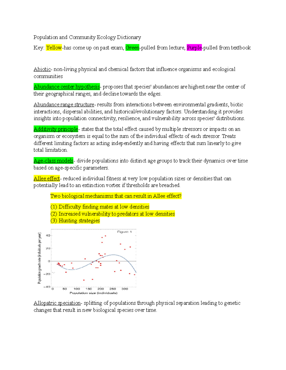 Population and Community Ecology Dictionary (key terms) - Population ...