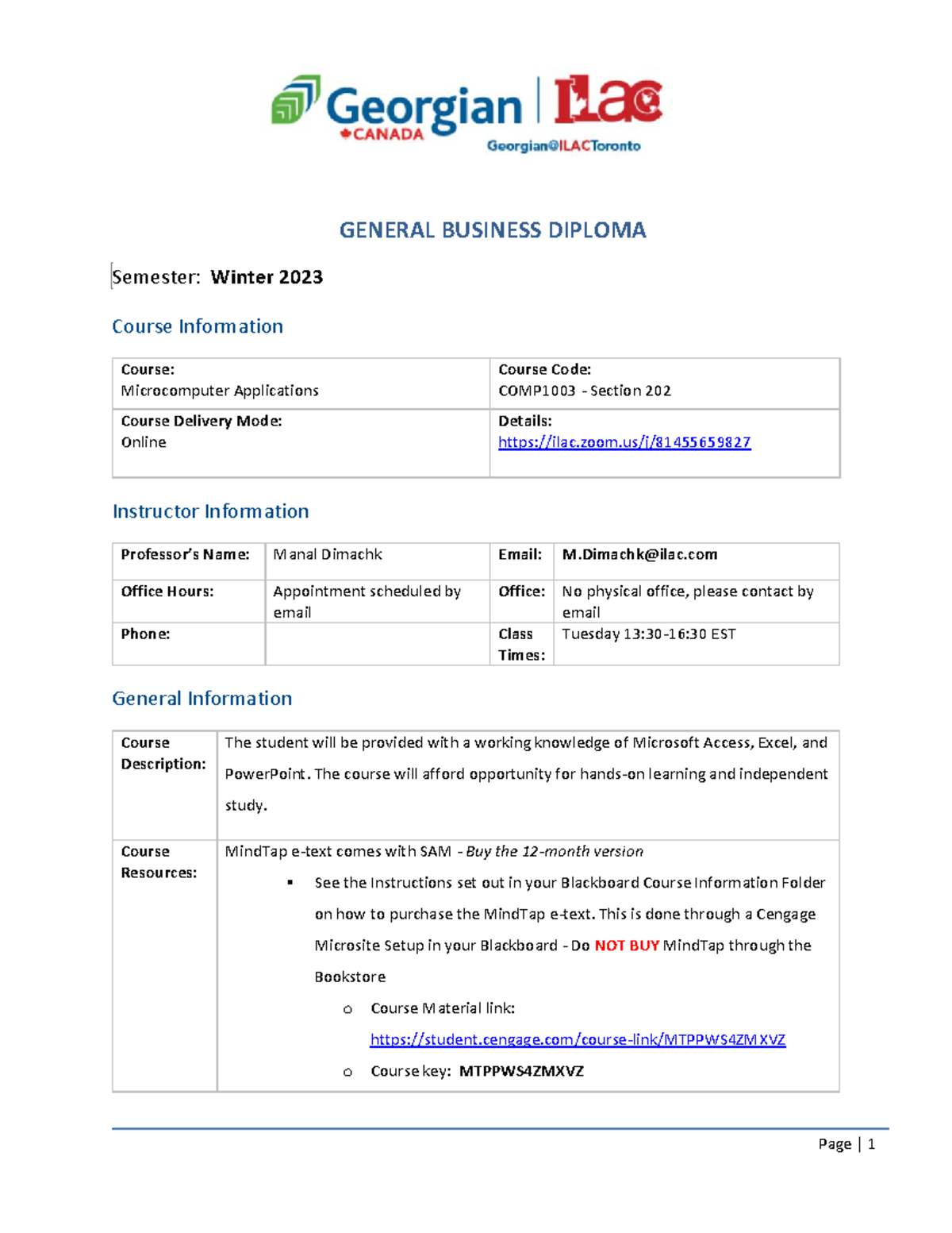 COMP1003 202 W23 Syllabus - Semester: Winter 2023 Course Information ...