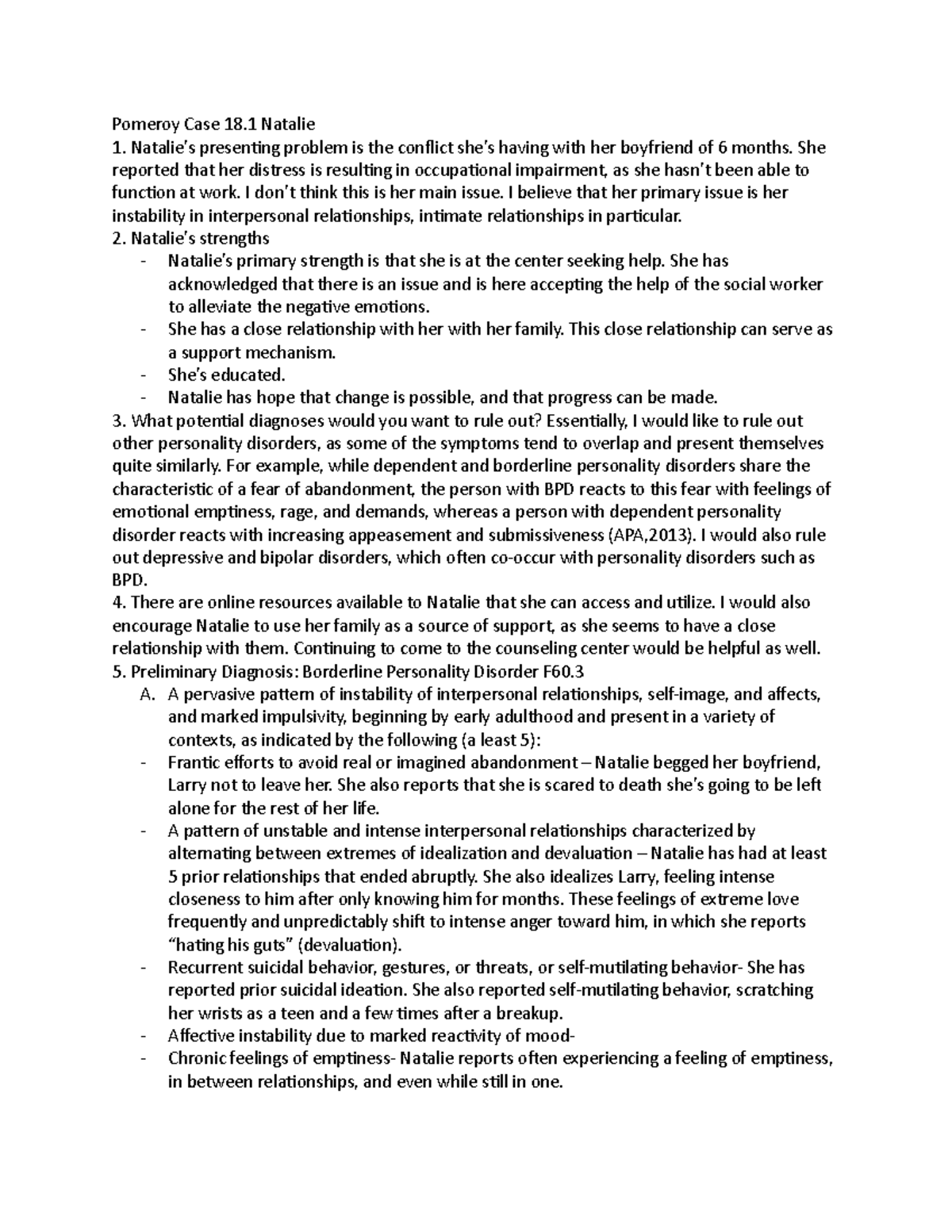 Pomeroy Case 18.1 - Clinical Assessment Workbook Case 18.1 - Pomeroy ...