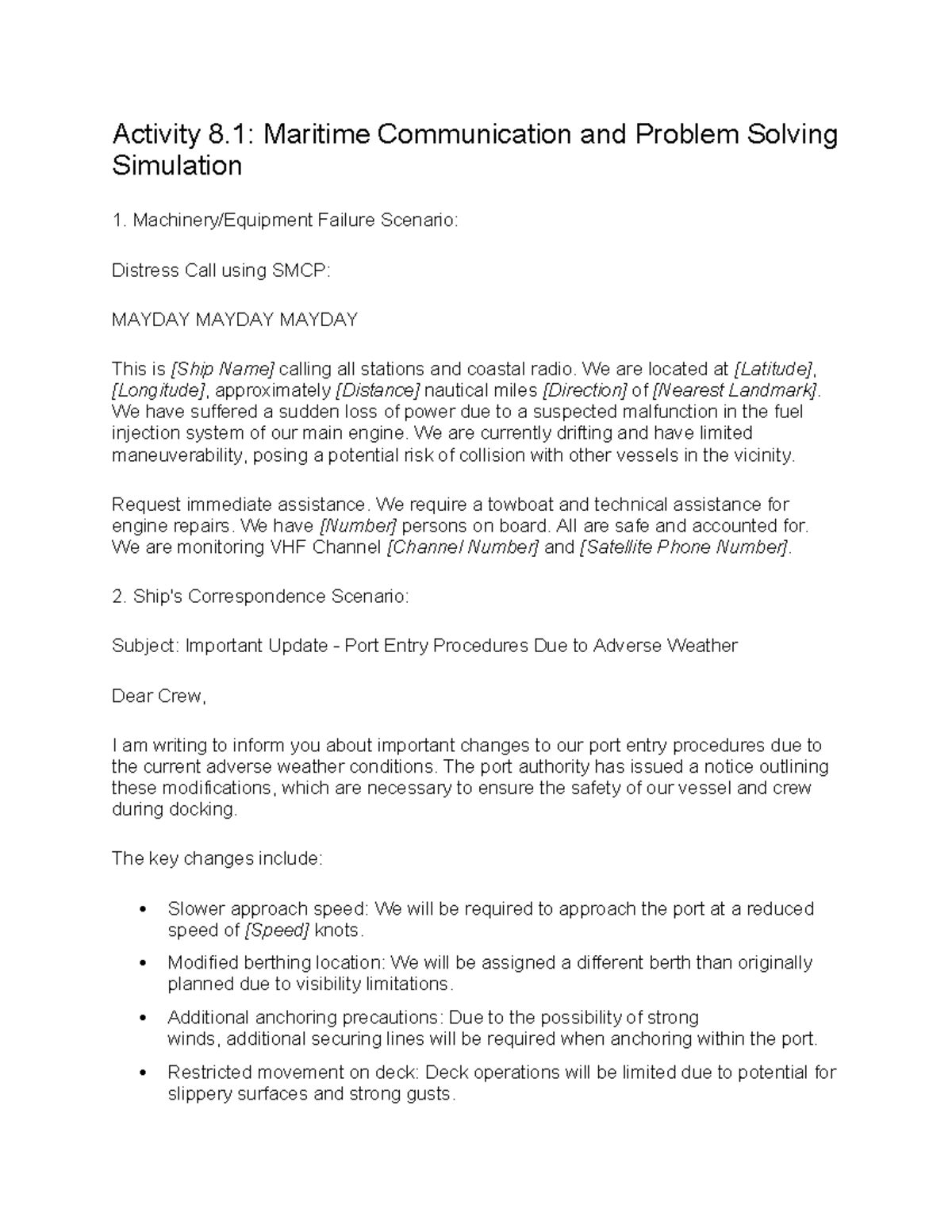 Activity 8' English - math - Activity 8: Maritime Communication and ...