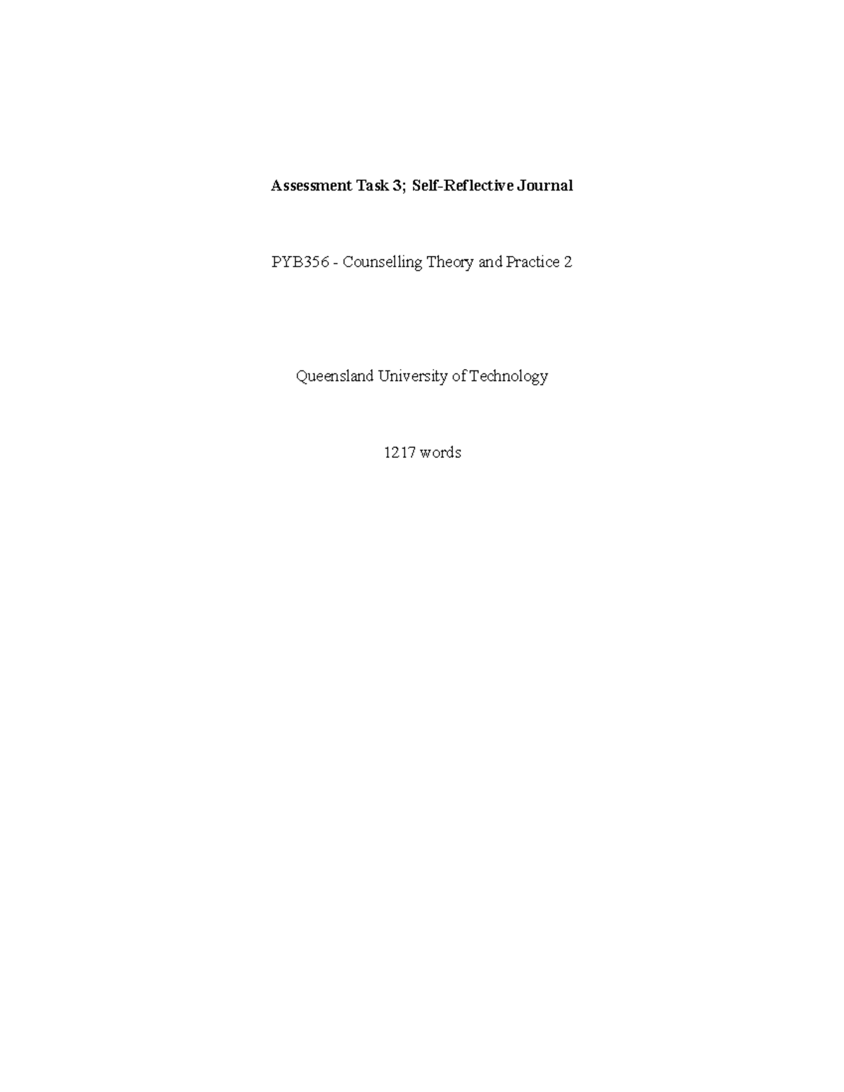 Assessment Task 3; Self-Reflective Journal - Google Docs - Assessment ...