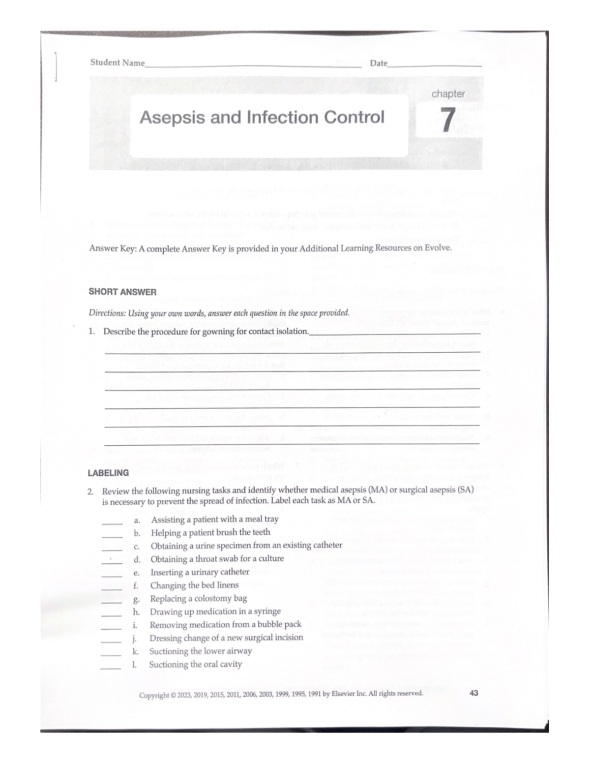 Asepsis and Infection Control - NSG 674 - Studocu