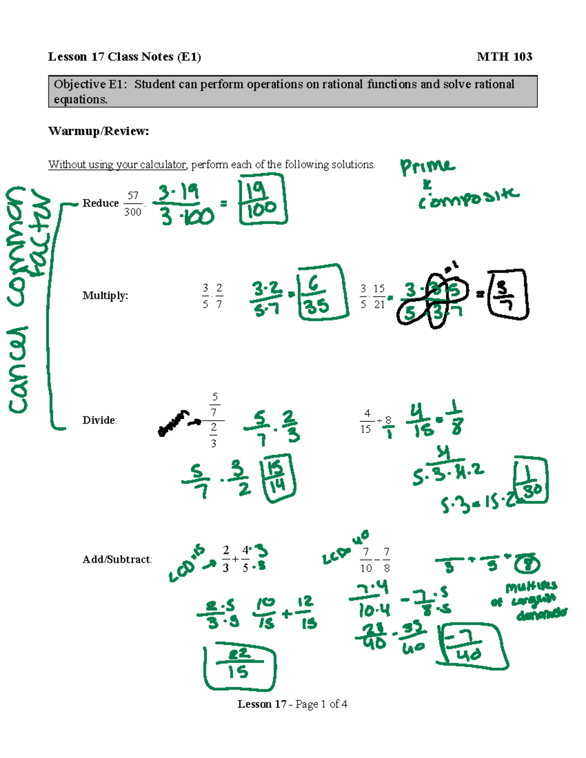Blank Class Notes 17 (E1) - Lesson 17 Class Notes (E1) MTH 103 ...